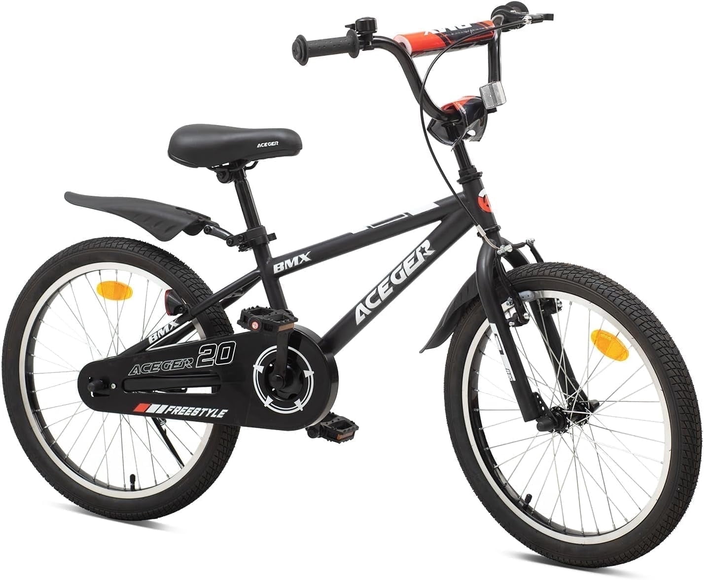 ACEGER MARCO 20 Inch Boys BMX Bike with Kickstand for Ages 7-13, Black ...