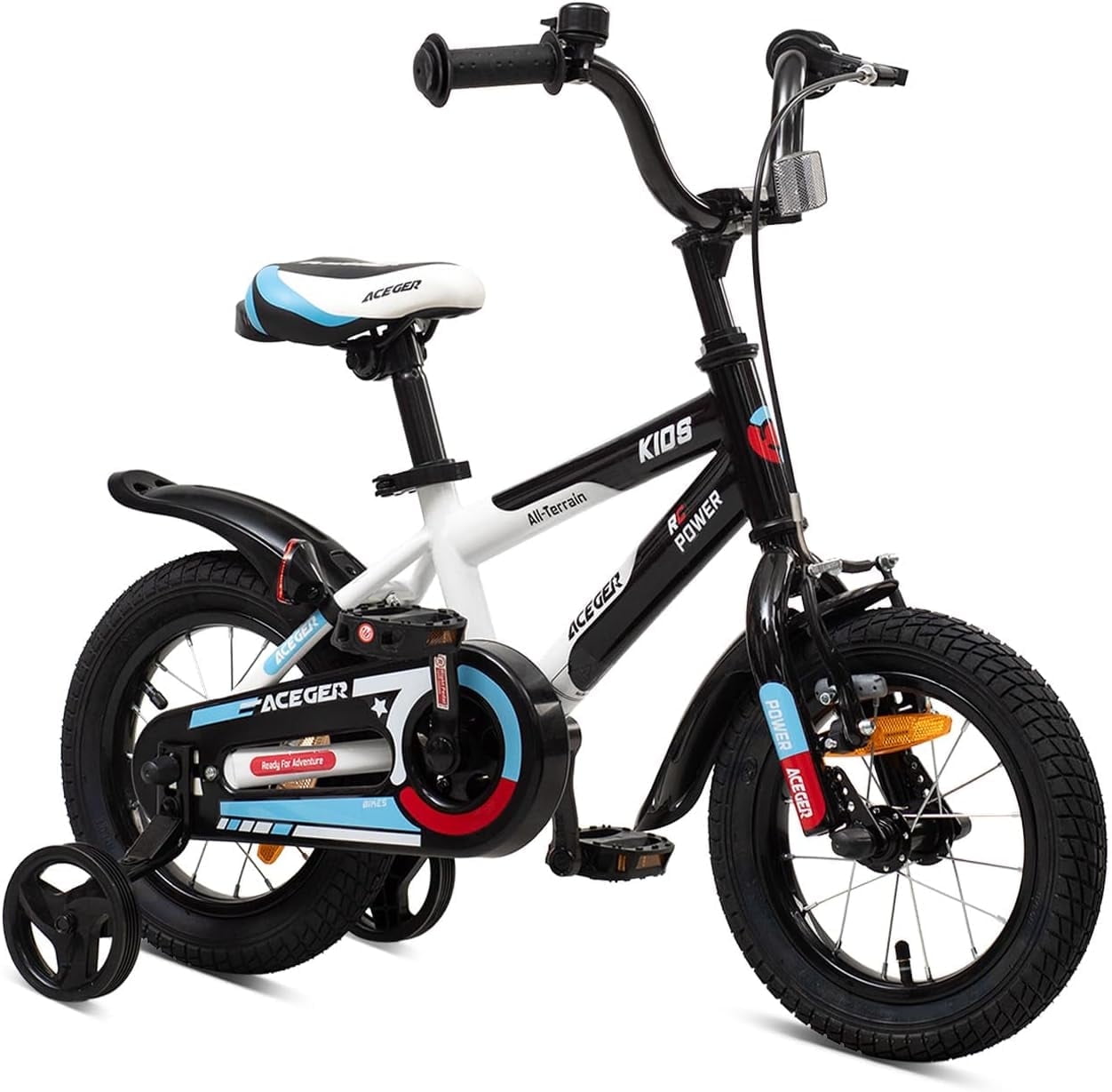 ACEGER Simon 12 Inch Boys Bike with Training Wheels for Ages 3-5, Blue ...