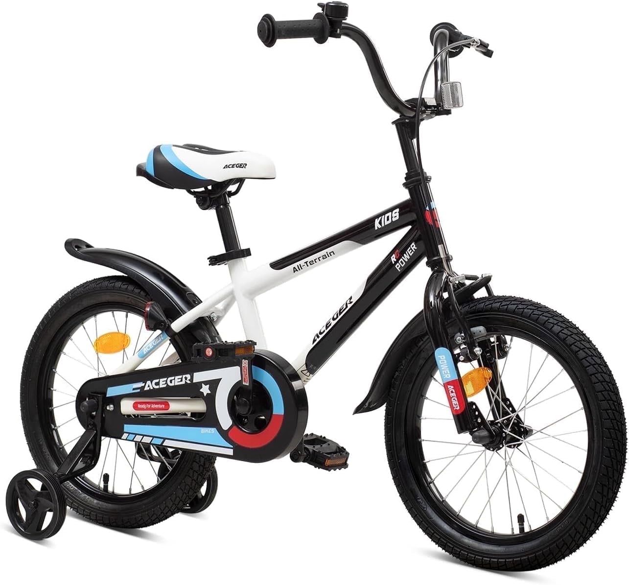 ACEGER Simon 14 Inch Boys Bike with Training Wheels for Ages 4-6, Blue ...