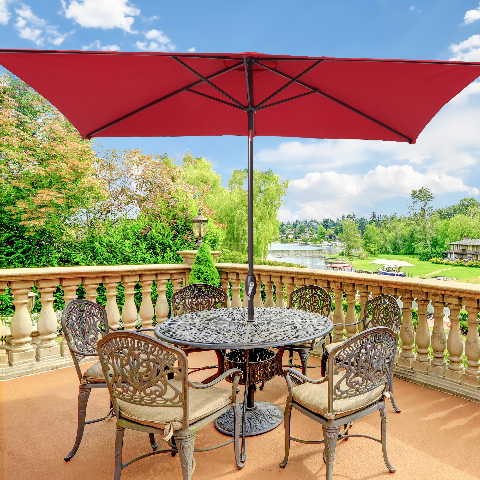 ACEGOSES 10 x 6.5ft Outdoor Patio Table Umbrella with Non-Fading canopy ...