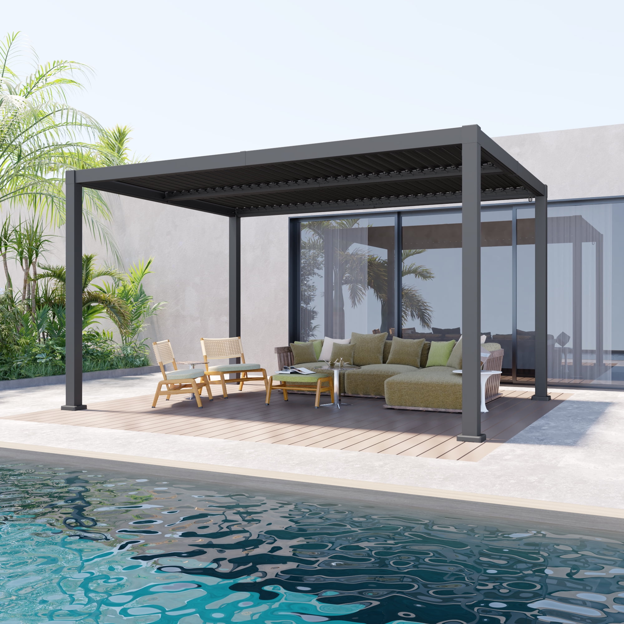 ACEGOSES 10x13ft Patio Pergola All Aluminum with Adjustable Louvered ...