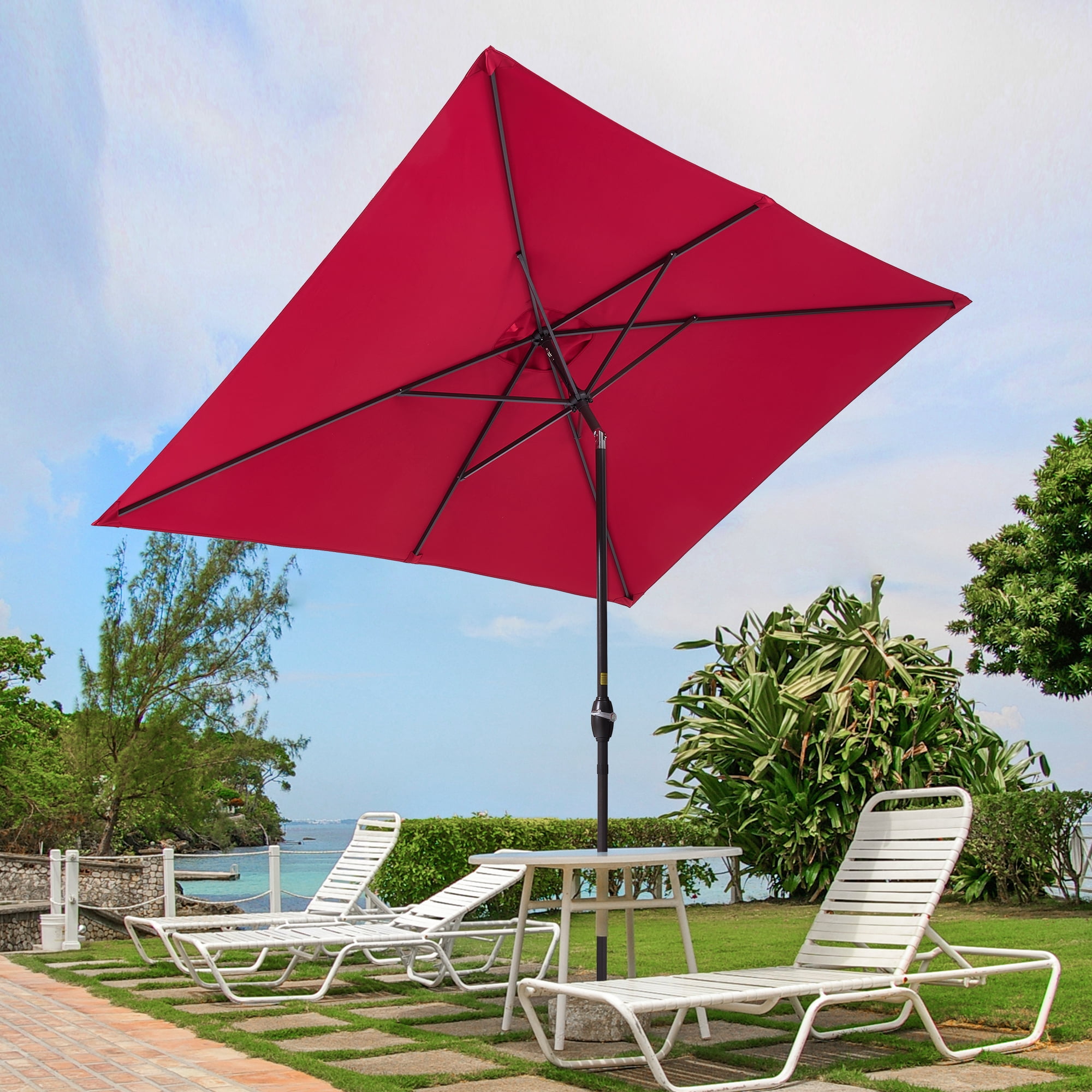 ACEGOSES 10x7ft Aluminum Frame Outdoor Patio Shade Market Rectangle ...