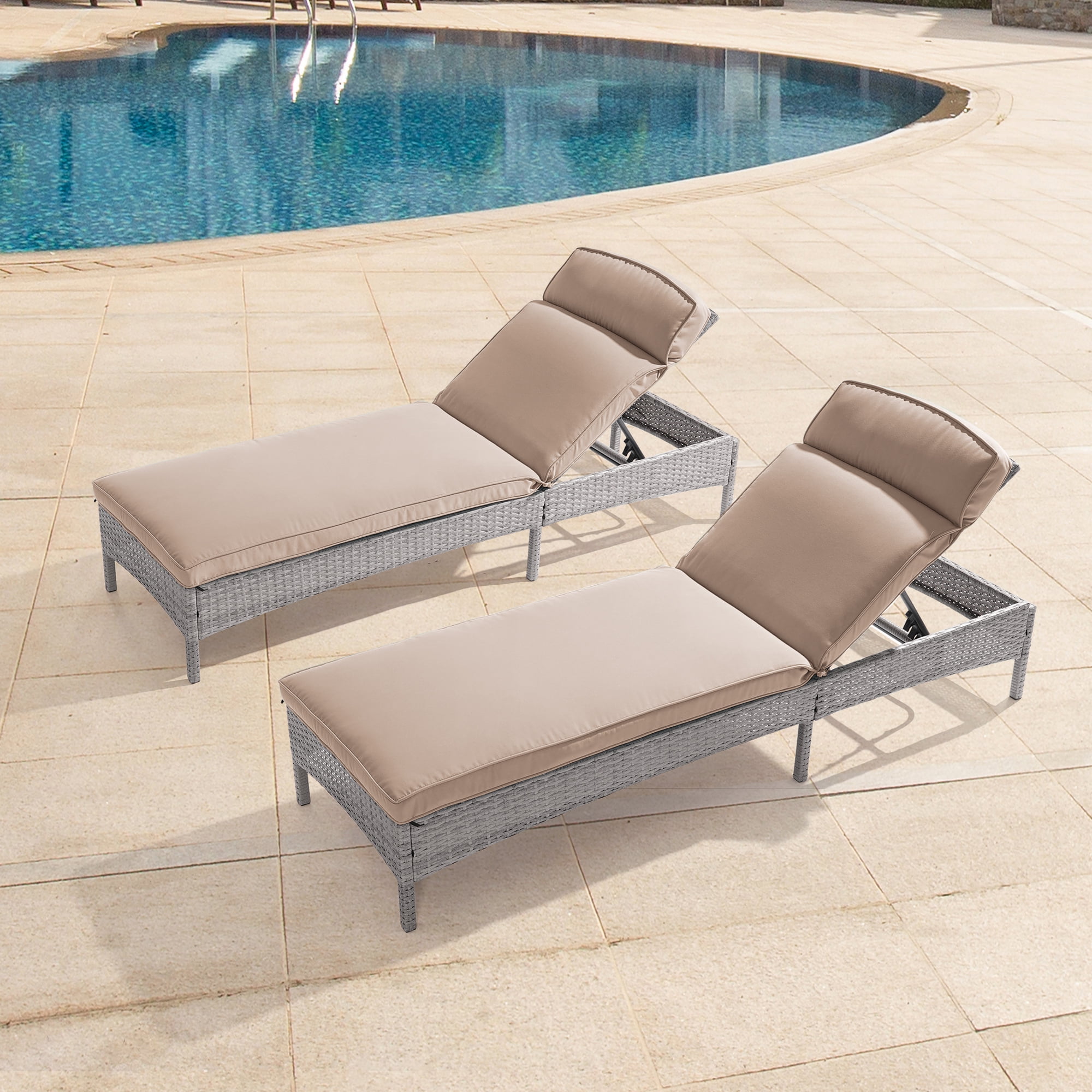 ACEGOSES Outdoor Lounge Chaise Patio Rattan Chair Adjustable ...