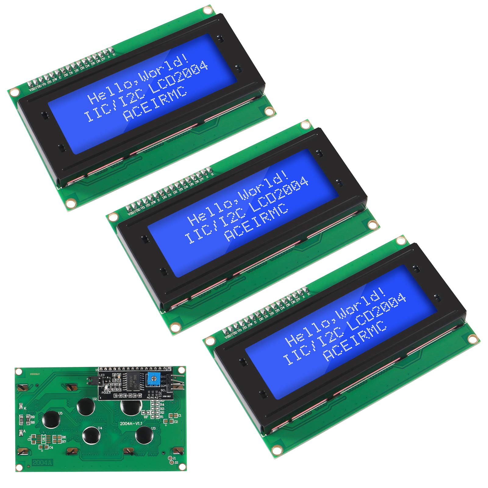 ACEIRMC 3pcs IIC I2C SSF20 TWI Serial LCD 2004 20x4 Display Screen Blue + IIC I2C Module ...