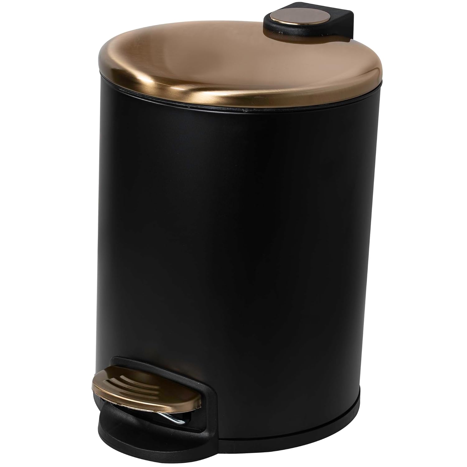 ACENTO Round Bathroom Wastebin, Stainless Steel 1.3 Gallon/5 Liter ...