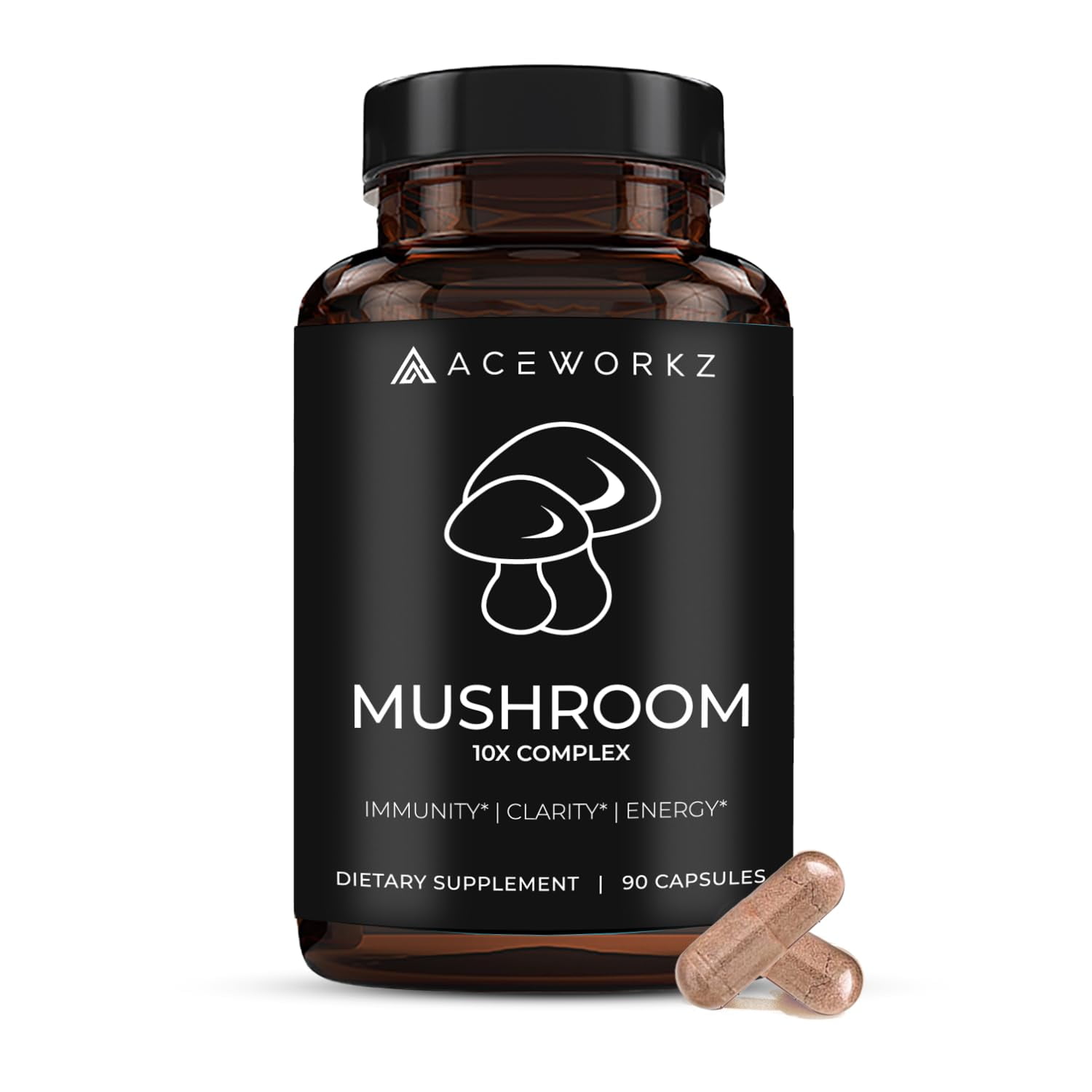 ACEWORKZ 10 Mushroom Complex Supplement - Lions Mane, Reishi and Cordyceps & More - Nootropic ...