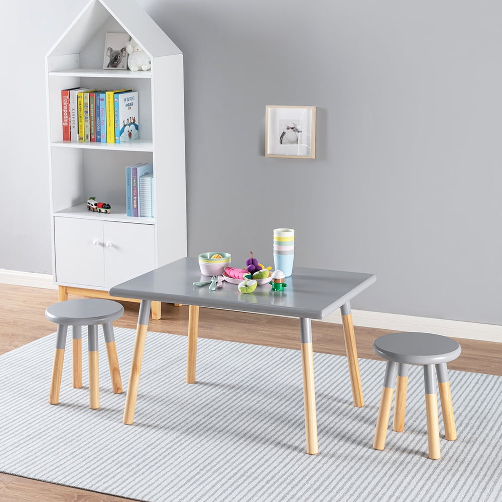 ACEssentials Dipped Kids Table and Stool Set, Gray - Walmart.com