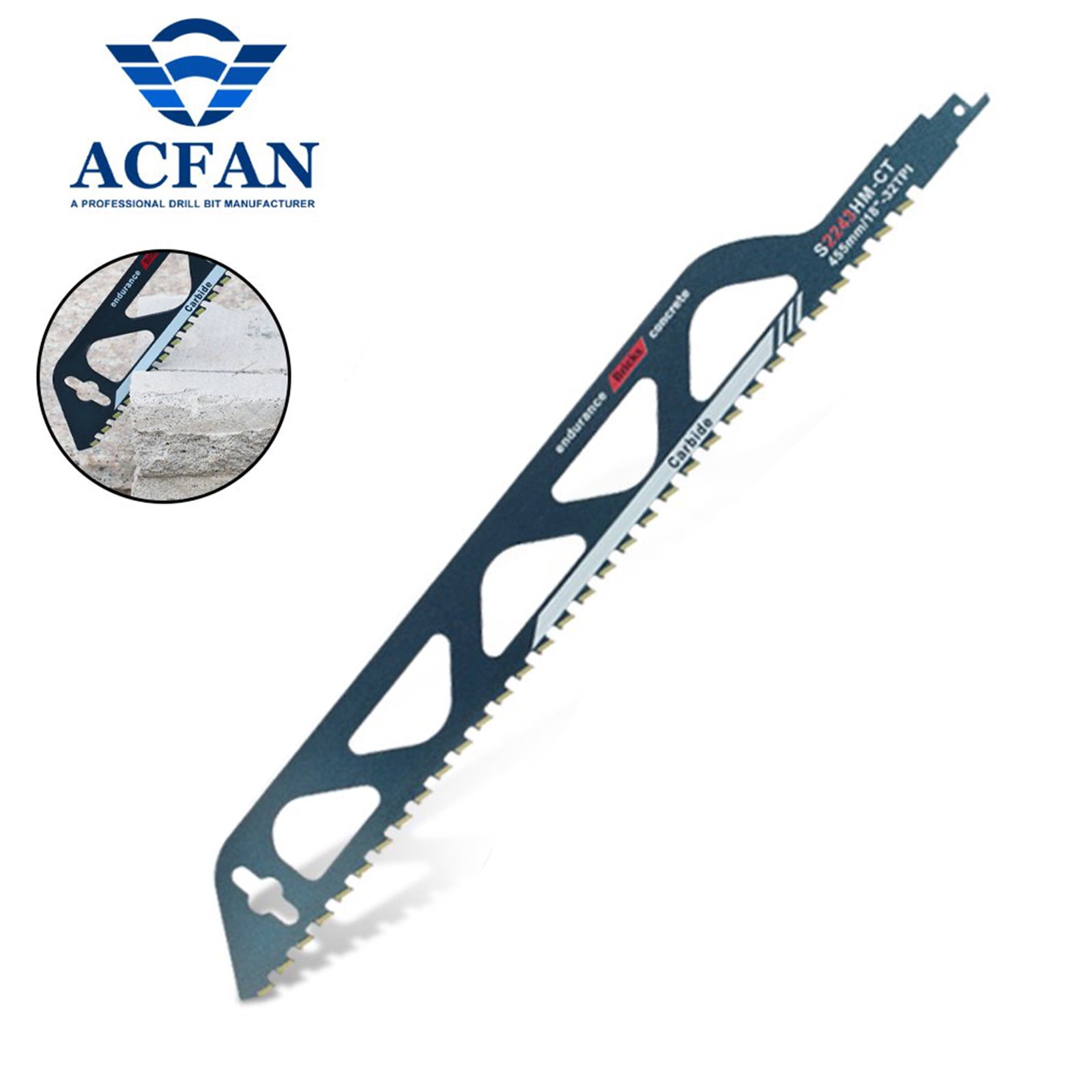 ACFAN 18-inch Versatile Alloy Reciprocating Saw Blade for Cutting Bubble Brick Hollow Brick Red ...