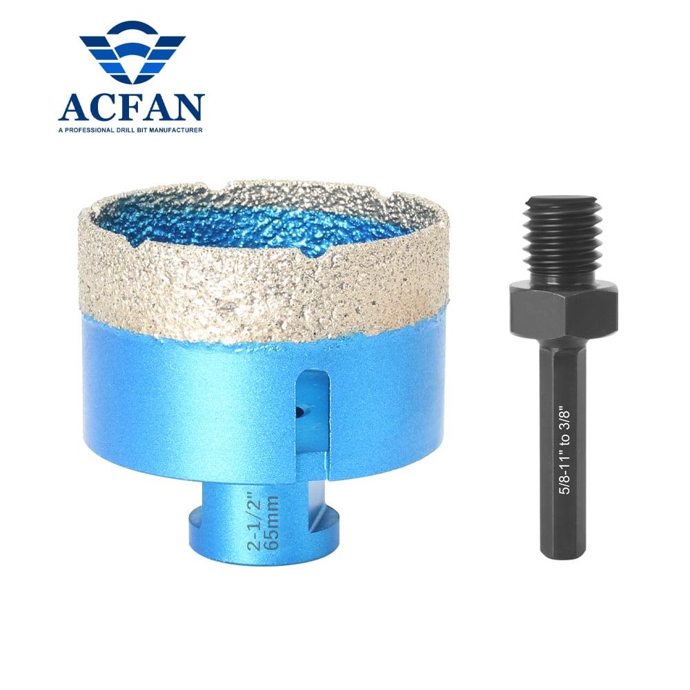 ACFAN 5/8-11" Thread Dry Vacuum Brazed Diamond Drilling Bit 2-1/2 Inch 65mm Porcelain Cup Saw ...