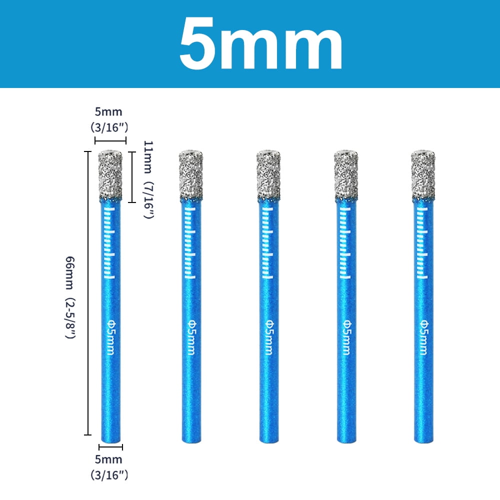 ACFAN 5Pcs 3/16” Diamond Brazed Dry Drilling Bit Porcelain Cup Saw ...