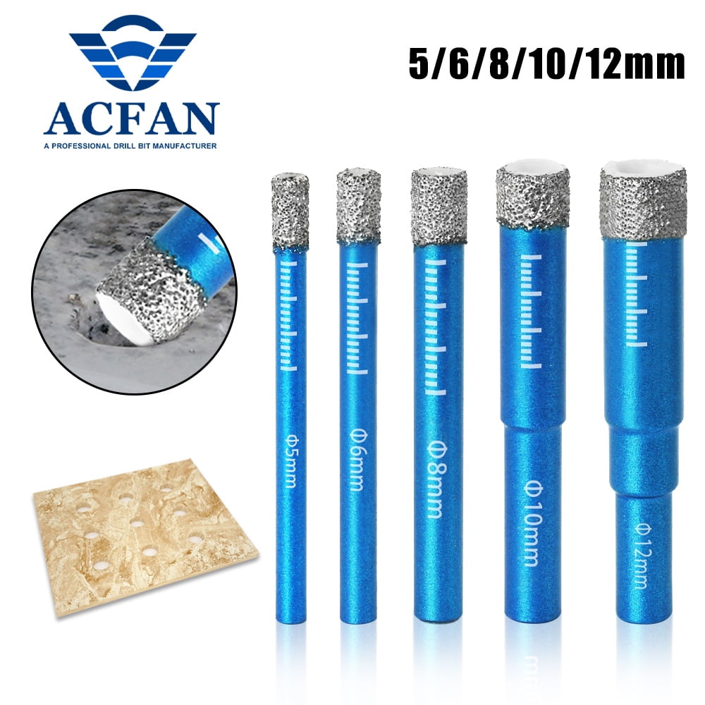 ACFAN 5Pcs Diamond Brazed Dry Drilling Bit Porcelain Cup Saw Ceramic ...