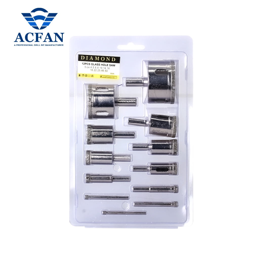 ACFAN Diamond Hole Saw Kit 12 PCS Tile Drill Bits Sets with Hole Saw ...