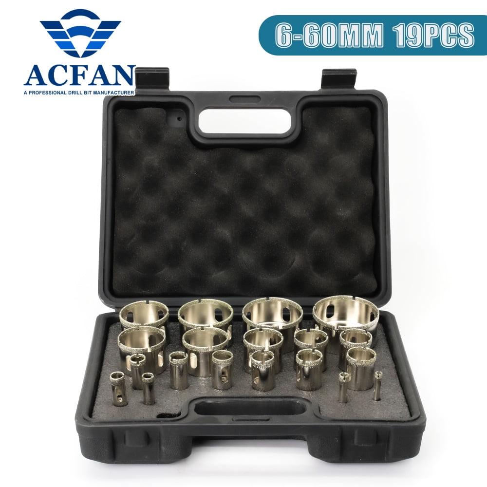 ACFAN Diamond Hole Saw Kit, 19 PCS, 6mm-60mm Drill Bits Set for Tiles ...