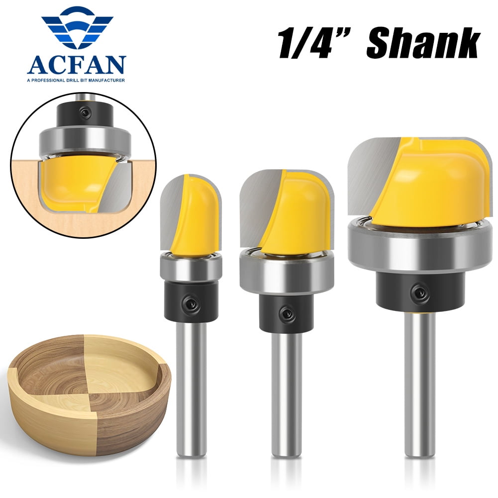 Acfan Dish Carving Router Bits3pcs 14 Inch Shank Bowl And Tray Template Router Bit Set With