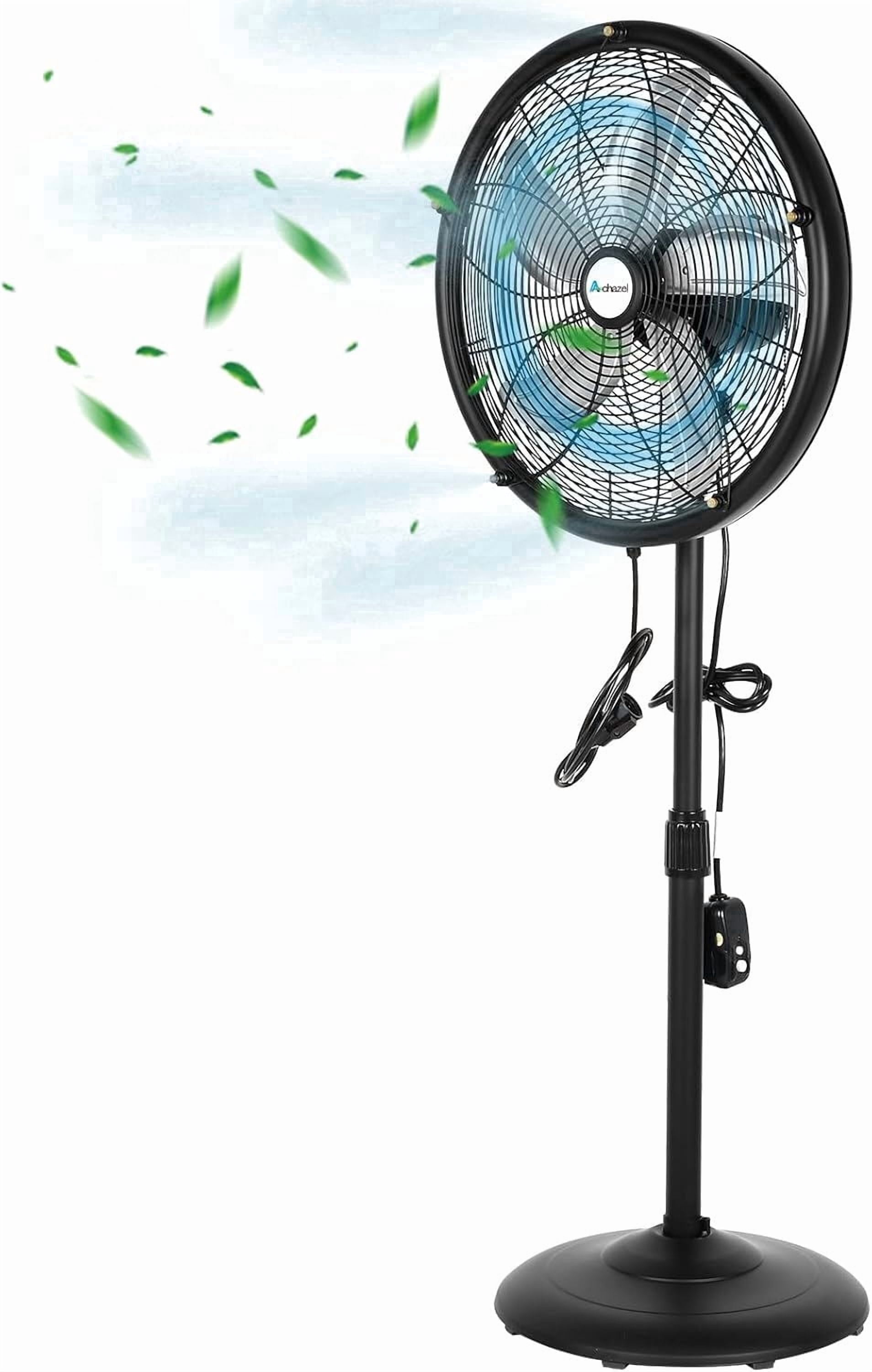 Achazel 18" Outdoor Pedestal Misting Fan with Oscillation, 3-Speed ...