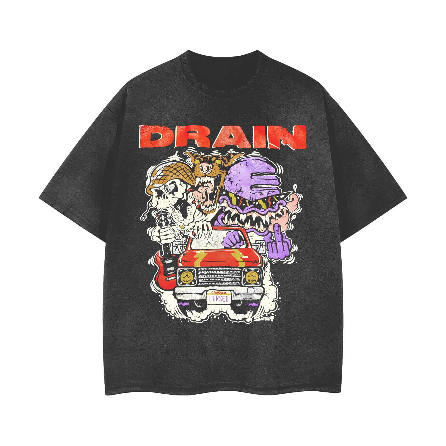 [ACID WASHED RIPPED] DRAIN 2022 Distressed Vintage Feel T-Shirt Unisex ...