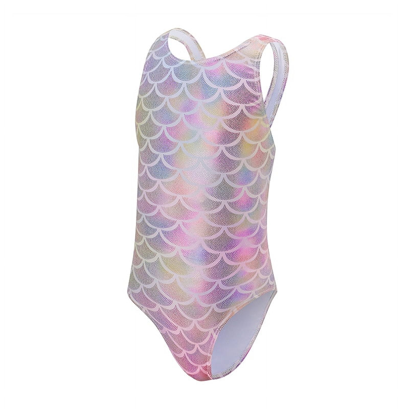 ACIRAE Girls One Piece Swimsuit Kids Cute Mermaid Swimwear Summer Beach ...