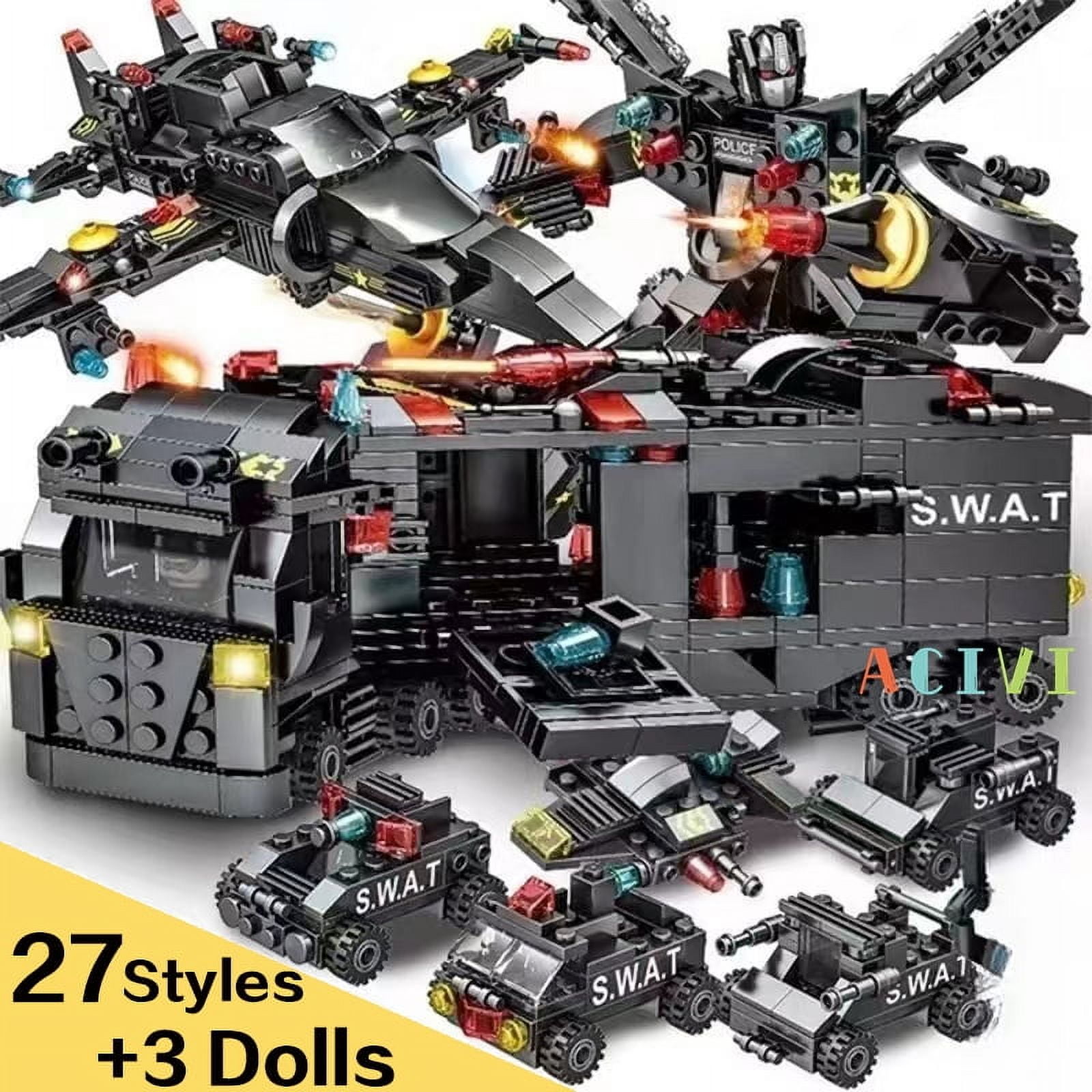 ACIVI SWAT Police Station Military City Model Set Prison Car Policeman ...
