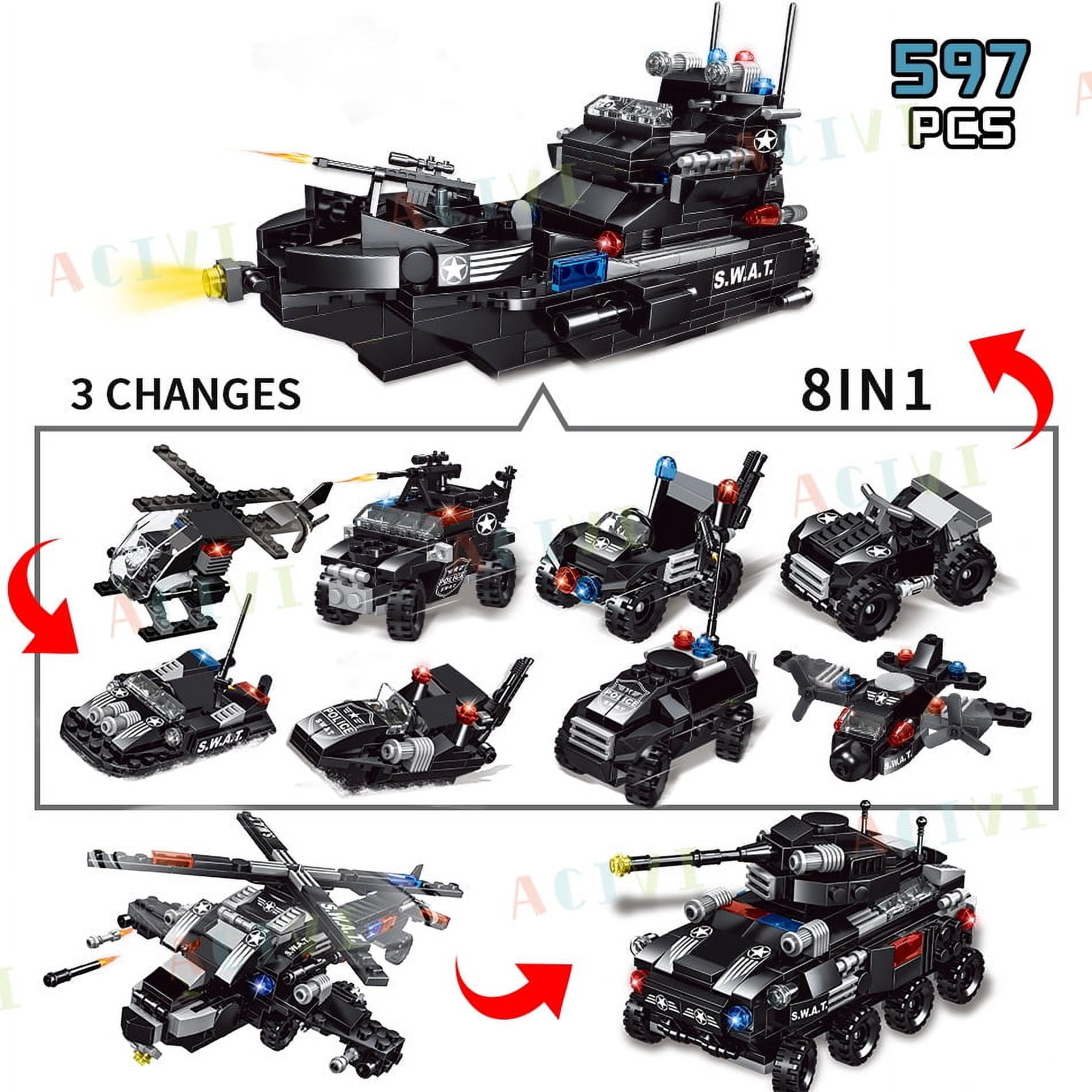 ACIVI SWAT Police Station Military City Model Set Prison Car Policeman ...