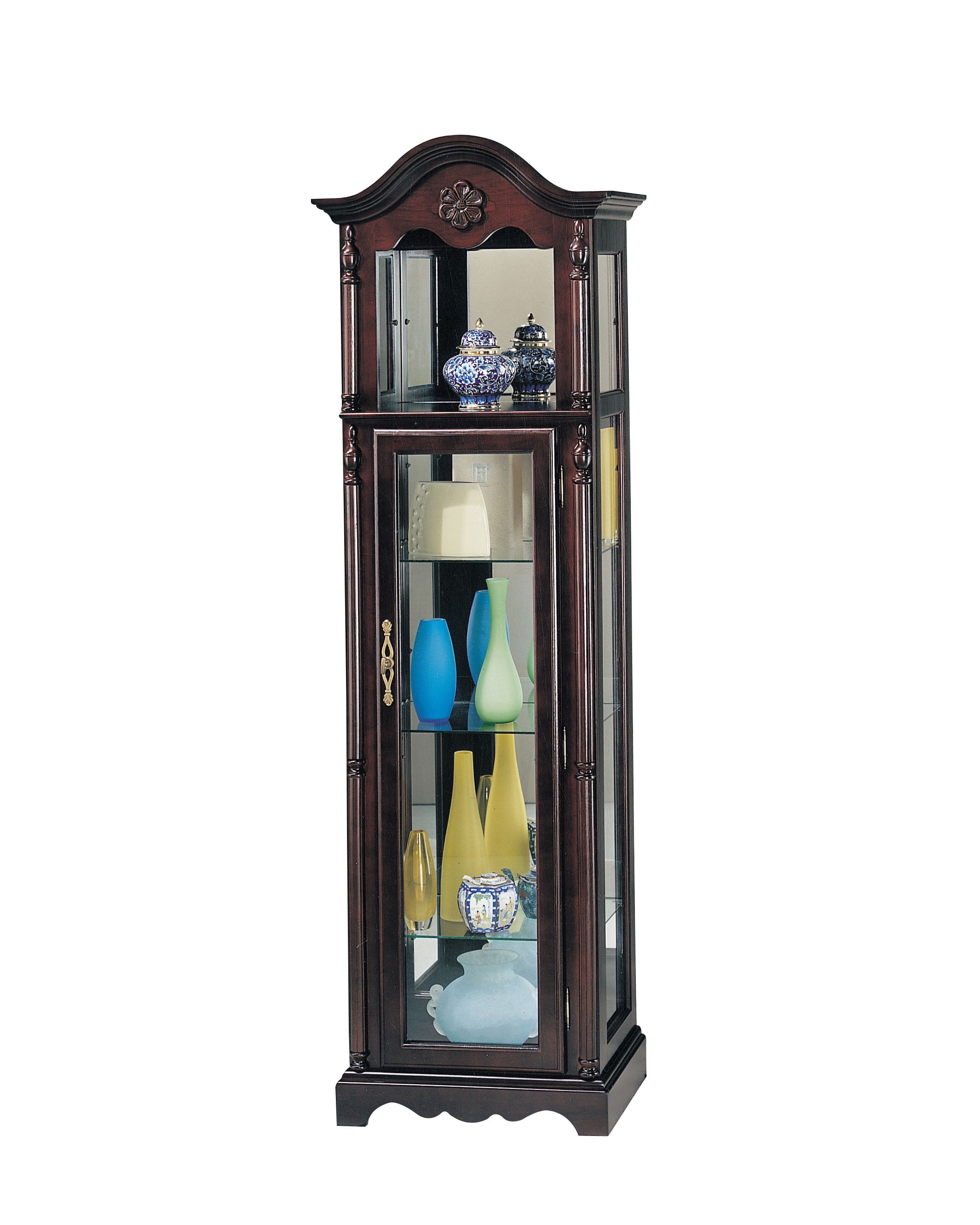 ACME Lindsey Curio Cabinet, Cherry, 22W x 15D x 73H in, 3 Glass Shelves ...