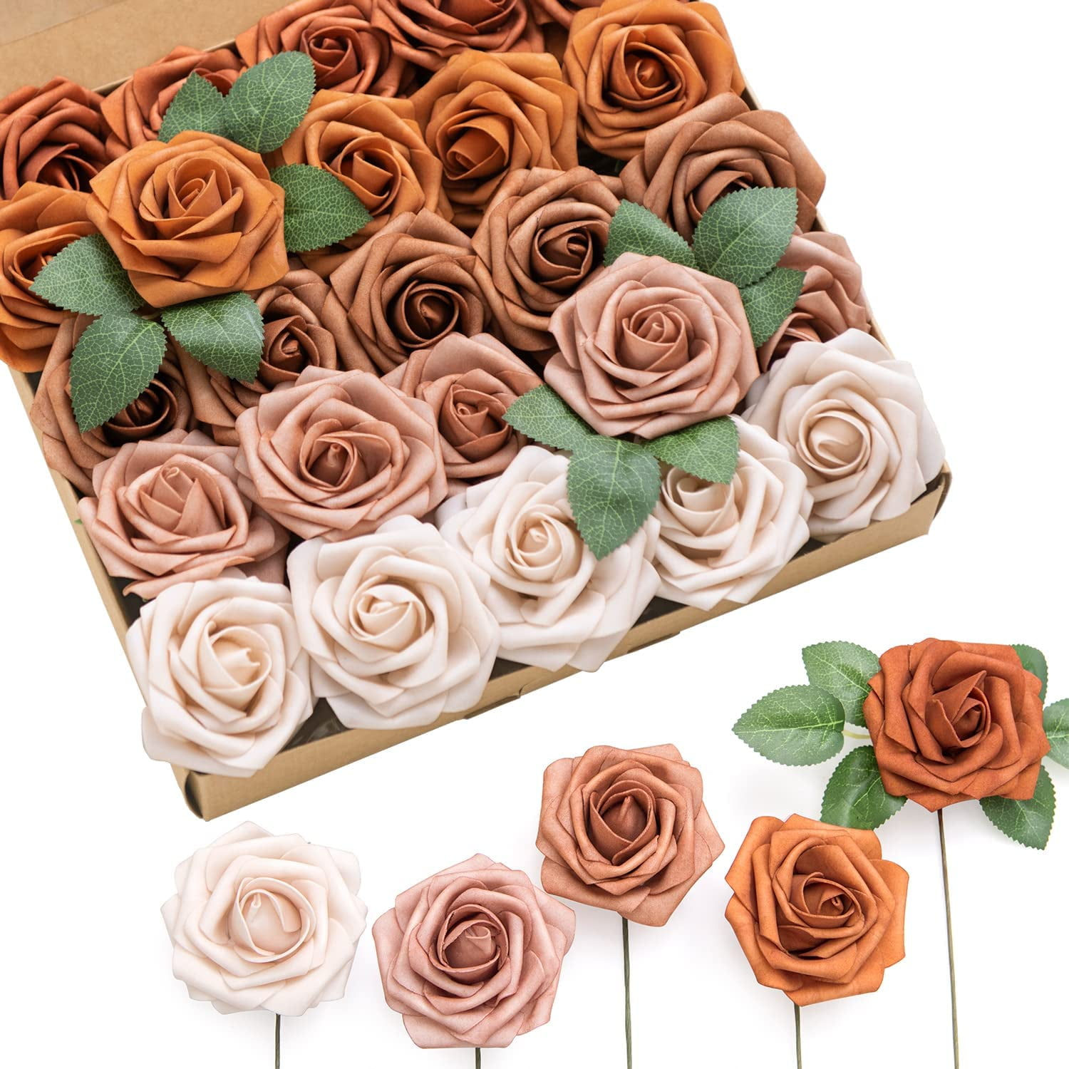 ACMDL 25pcs Simulation Flowers Shades Of Burnt Orange Artificial ...