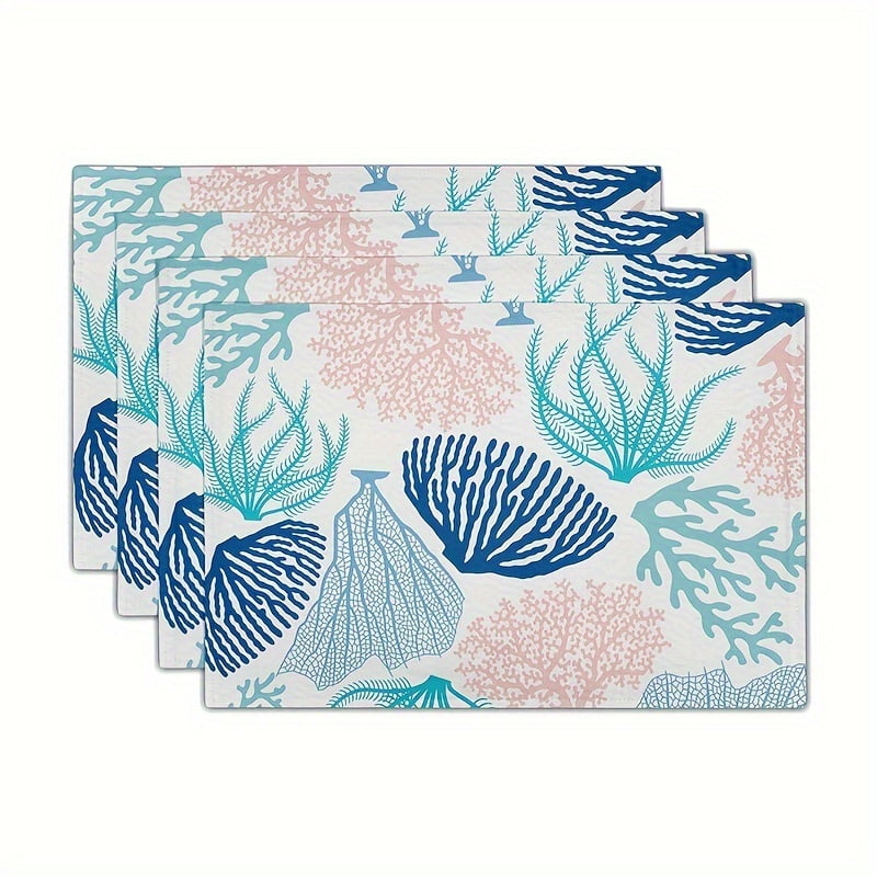 ACMDL 4pcs/set Polyester Placemats (12”x18”/30cm*45cm) Ocean Coral ...