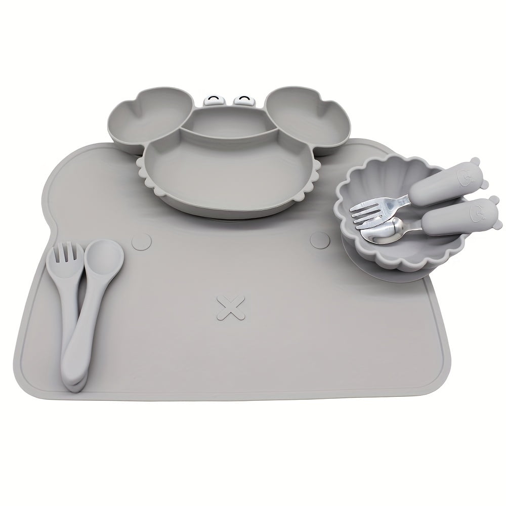 ACMDL 7-Piece Silicone Baby Dinnerware Set - Includes Divided Plate ...
