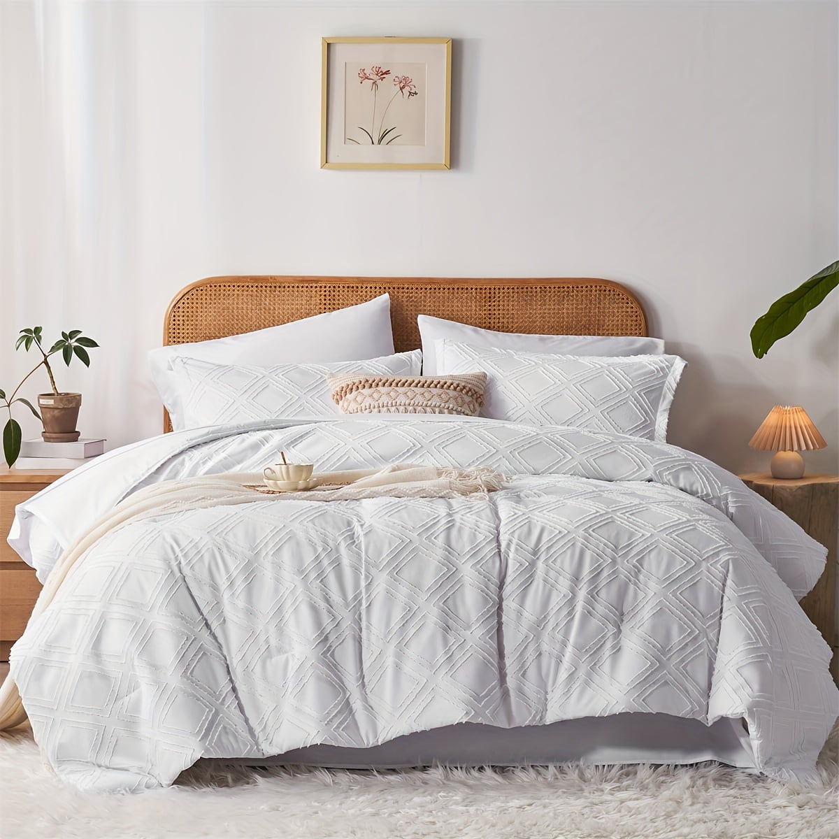 ACMDL 7pcs Boho Quilt Set (1*Quilt + 1*Flat Sheet + 1*Fitted Sheet + 4 ...