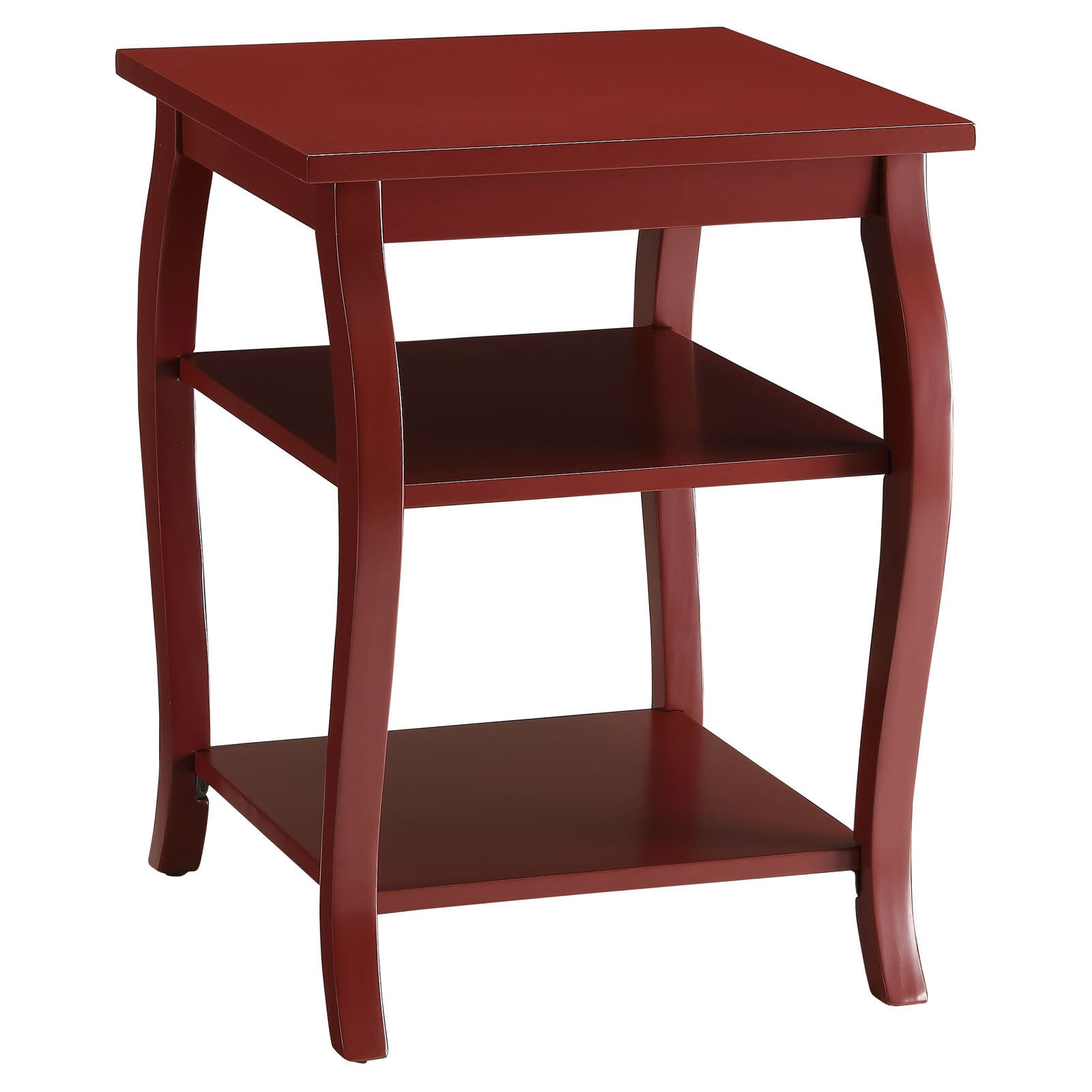 End Table with Two Lower Shelves, Red - Walmart.com