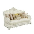 ACME Adara Tufted Faux Leather Sofa with 7 Pillows in White and Antique ...