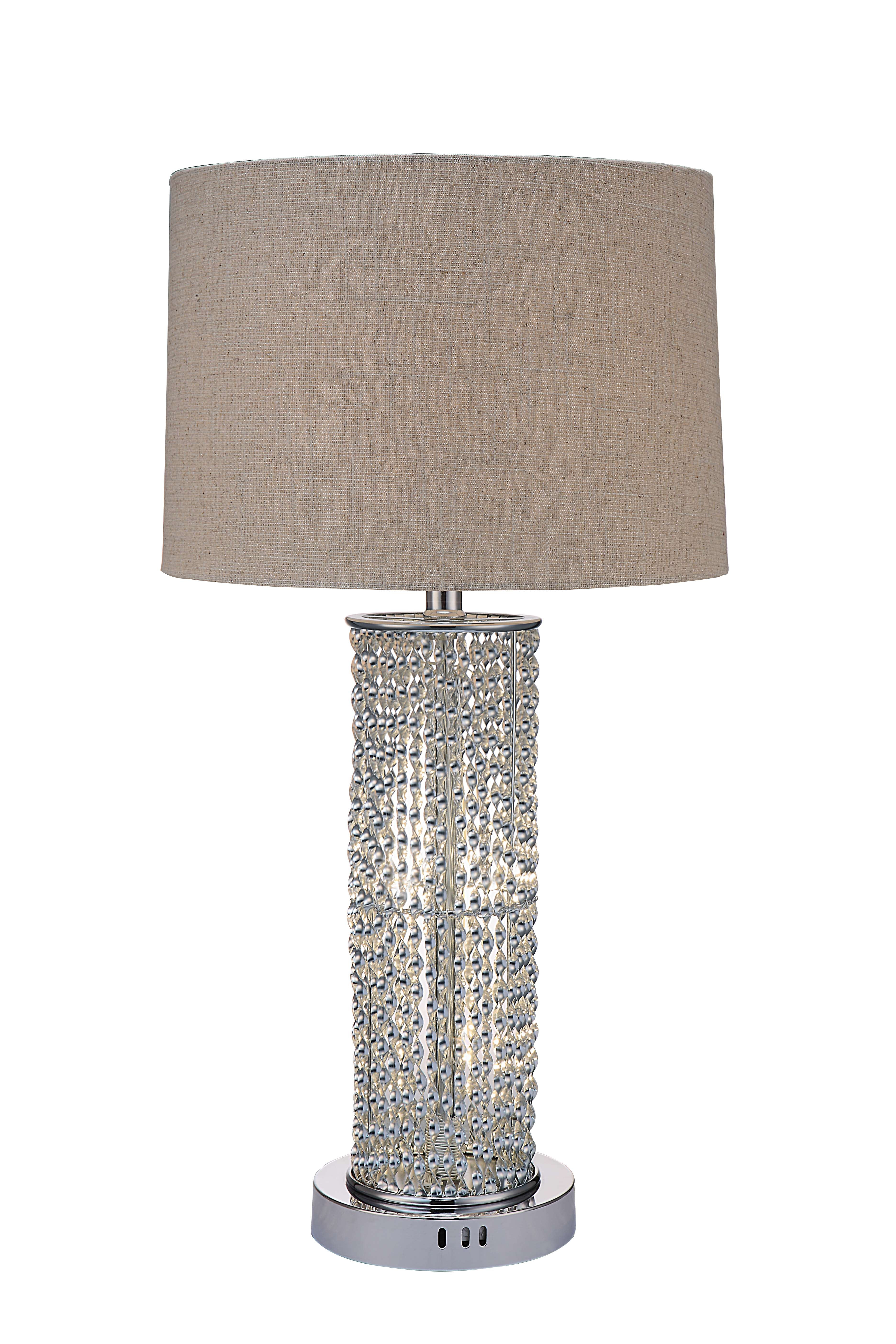 ACME Amity Chrome Table Lamp with Chrystal Beads & LED Light Bulb ...