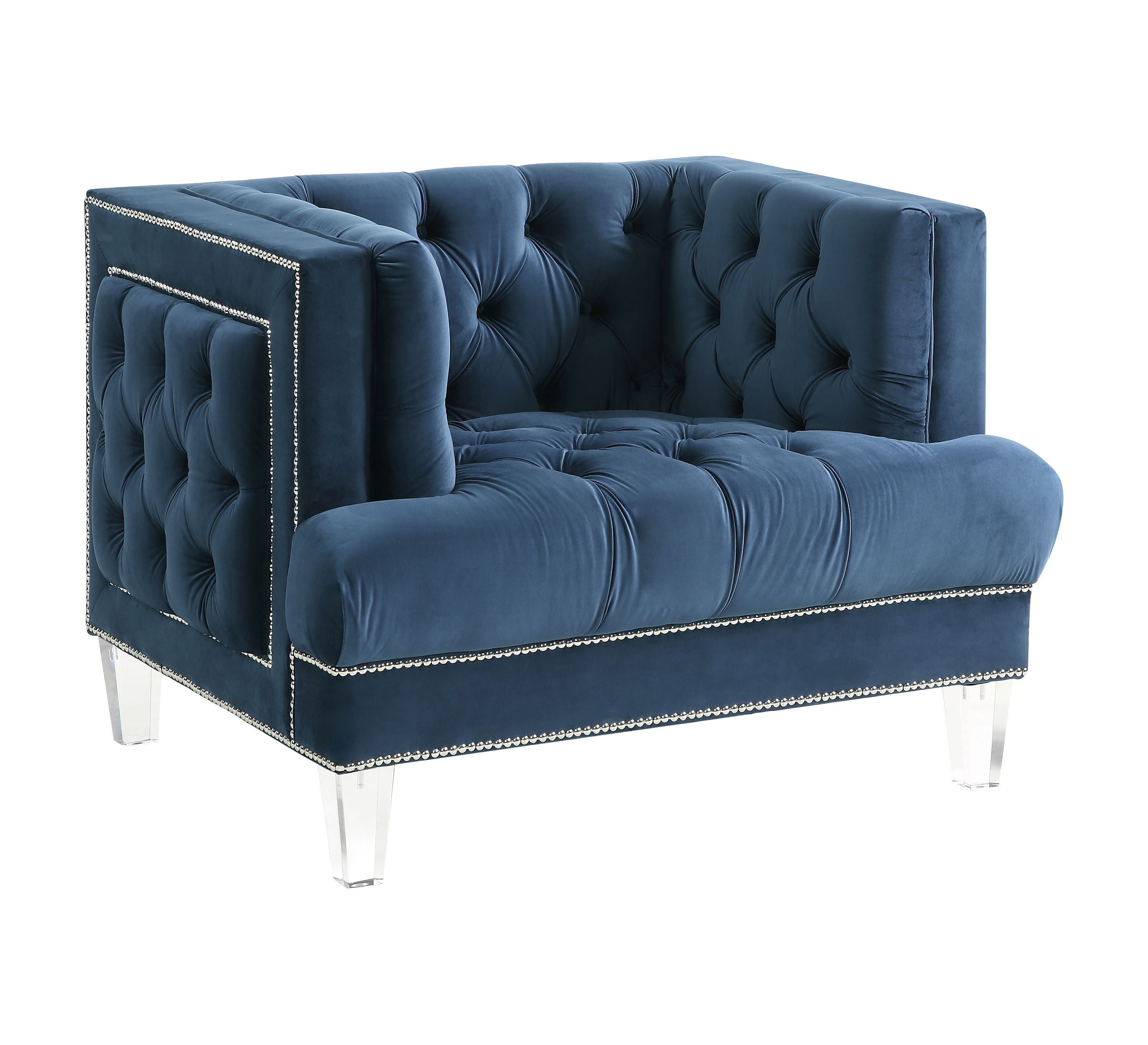 ACME Ansario Chair, Blue Velvet 56457 - Walmart.com