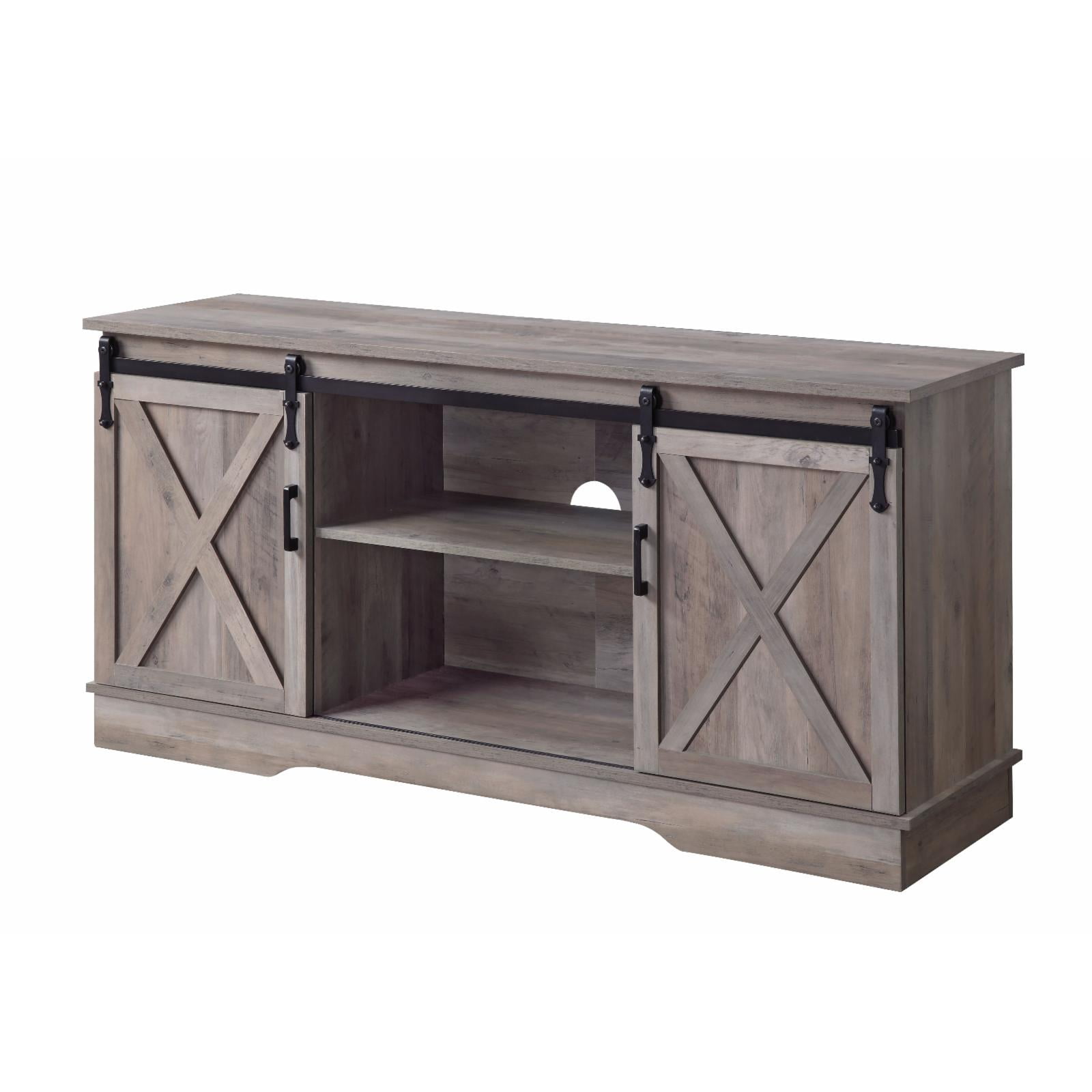 ACME Bennet 2-Door Wooden TV Stand with Shelf in Gray - Walmart.com