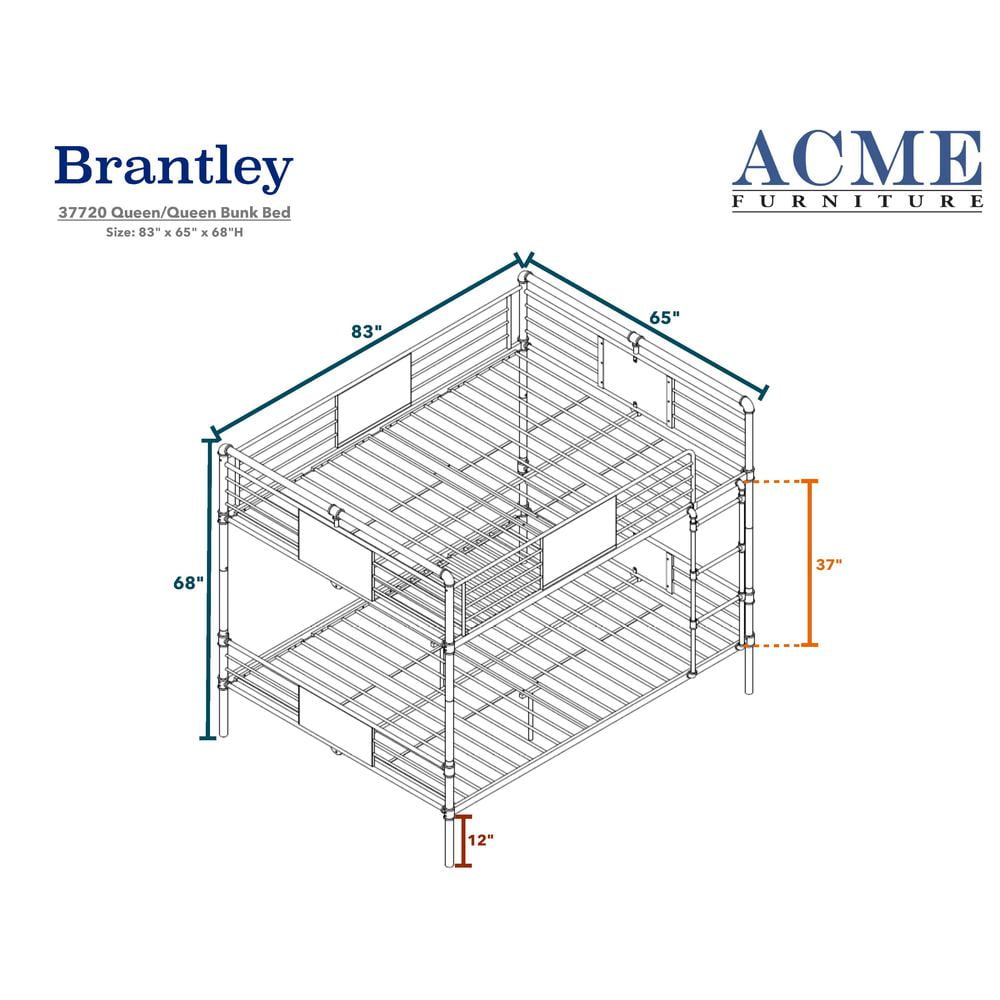ACME Brantley Full XL over Queen Metal Bunk Bed in Sandy Black ...