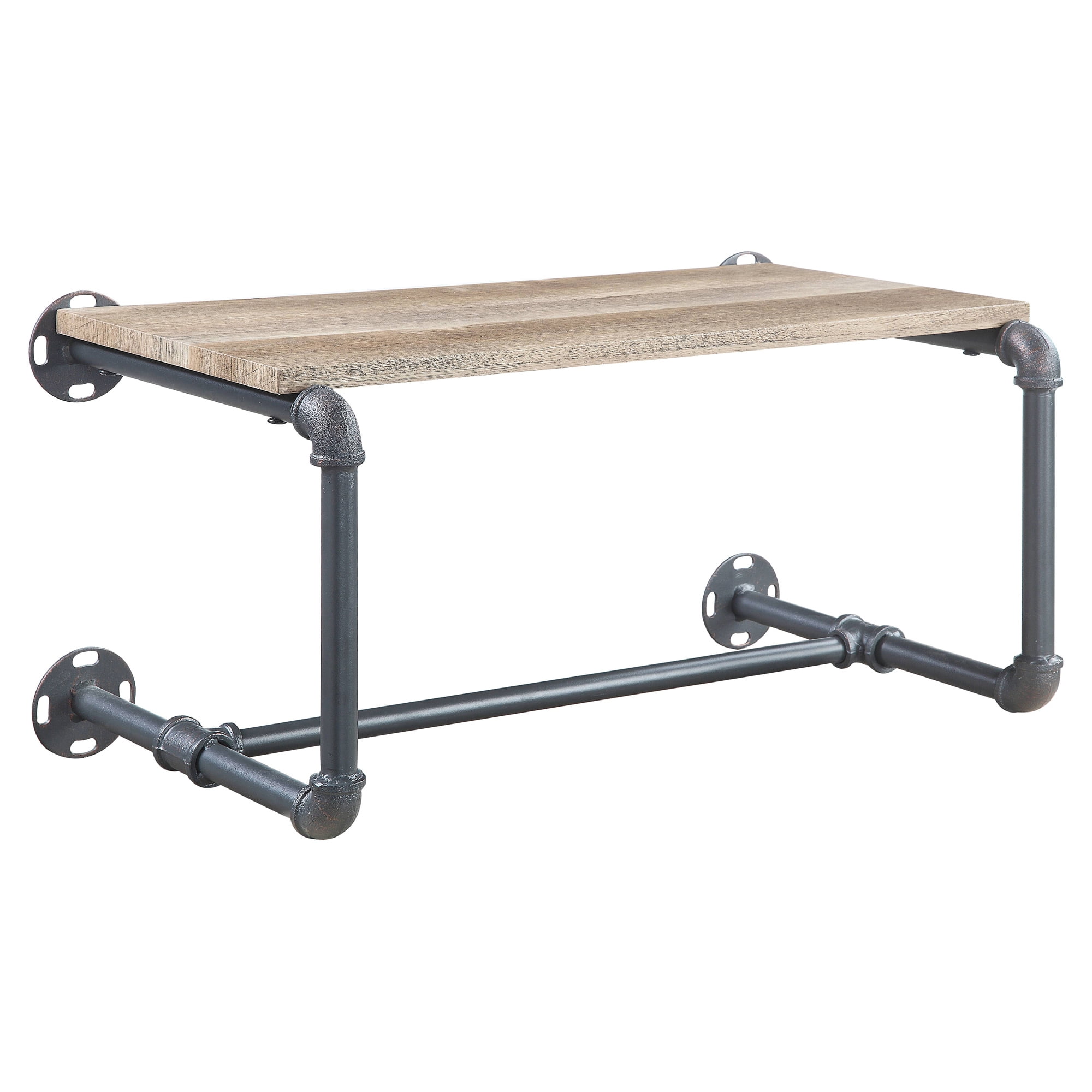 ACME Brantley Storage Wall Rack in Oak and Sandy Gray - Walmart.com