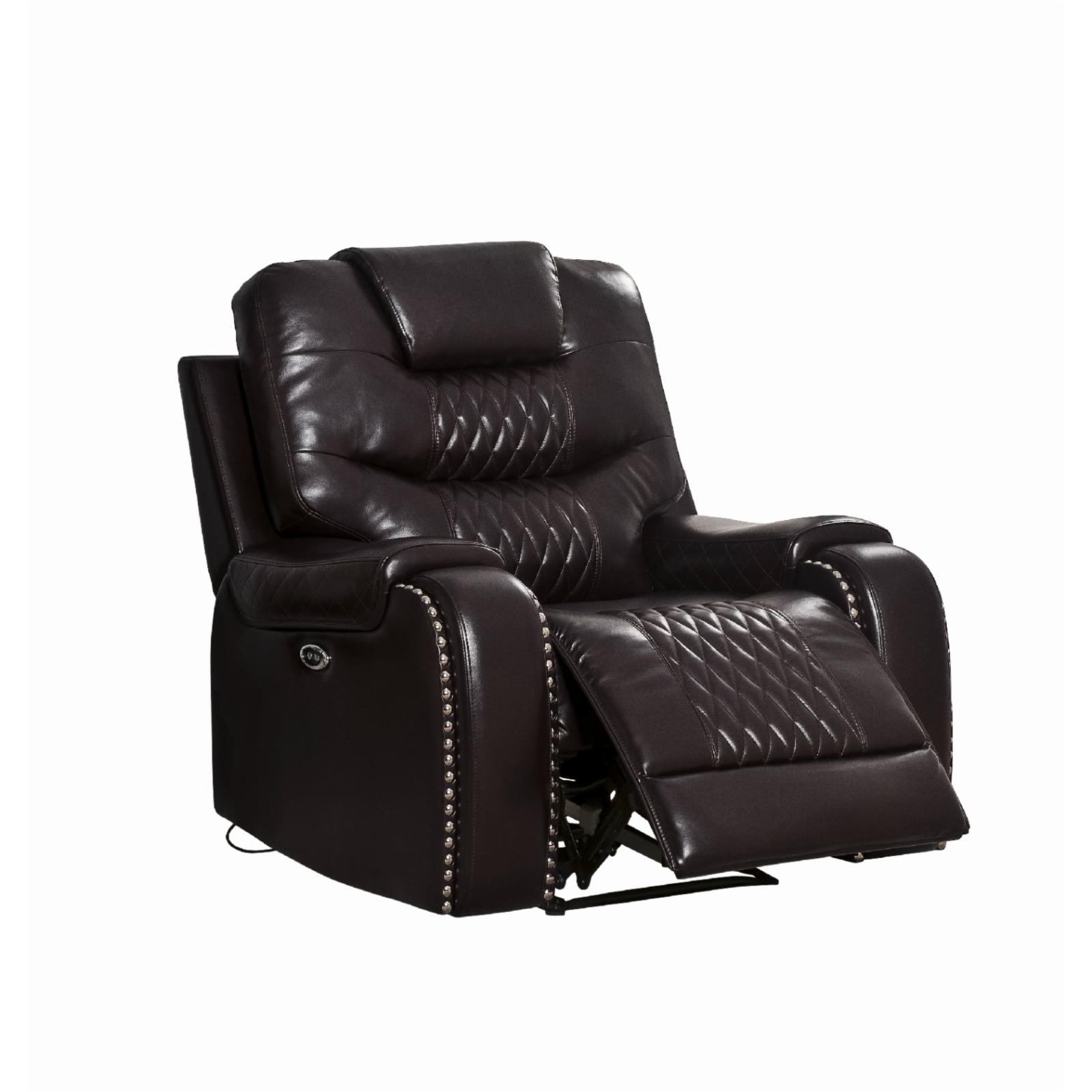 ACME Braylon Faux Leather Tufted Power Motion Recliner in Brown ...