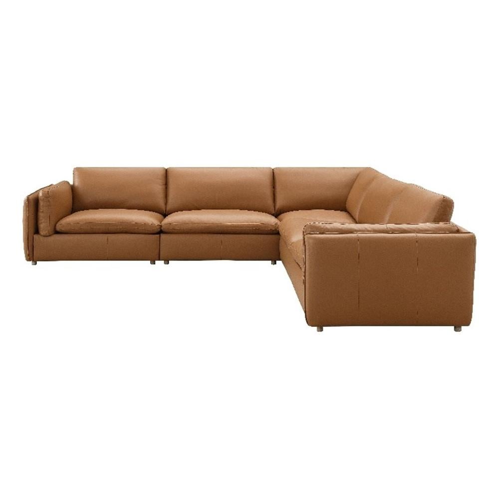 ACME Brighton Contemporary Top Grain Leather Upholstered Sectional Sofa ...