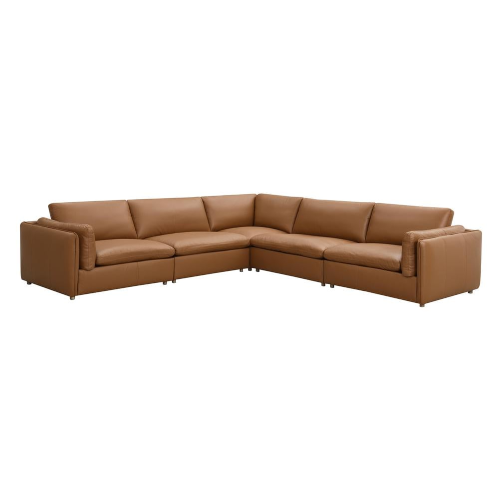 ACME Brighton Contemporary Top Grain Leather Upholstered Sectional Sofa ...