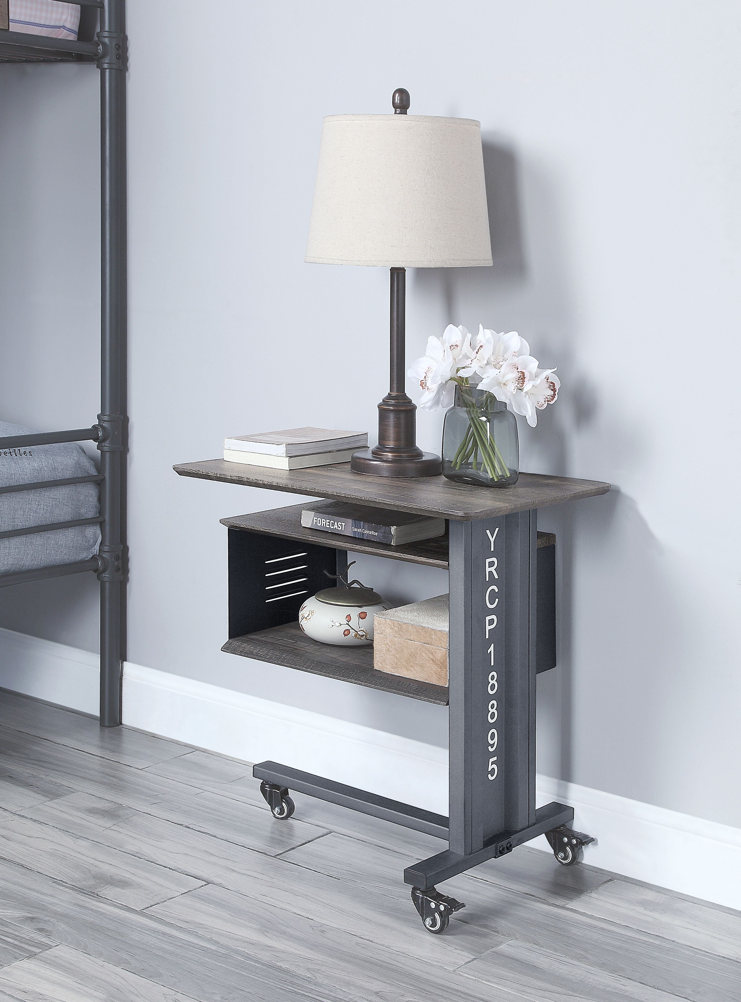ACME Cargo Accent Table w/Wall Shelf in Gunmetal AC00362 - Walmart.com