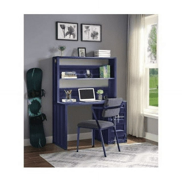 ACME Cargo Metal Frame Desk and Hutch with Storage Base in Blue ...
