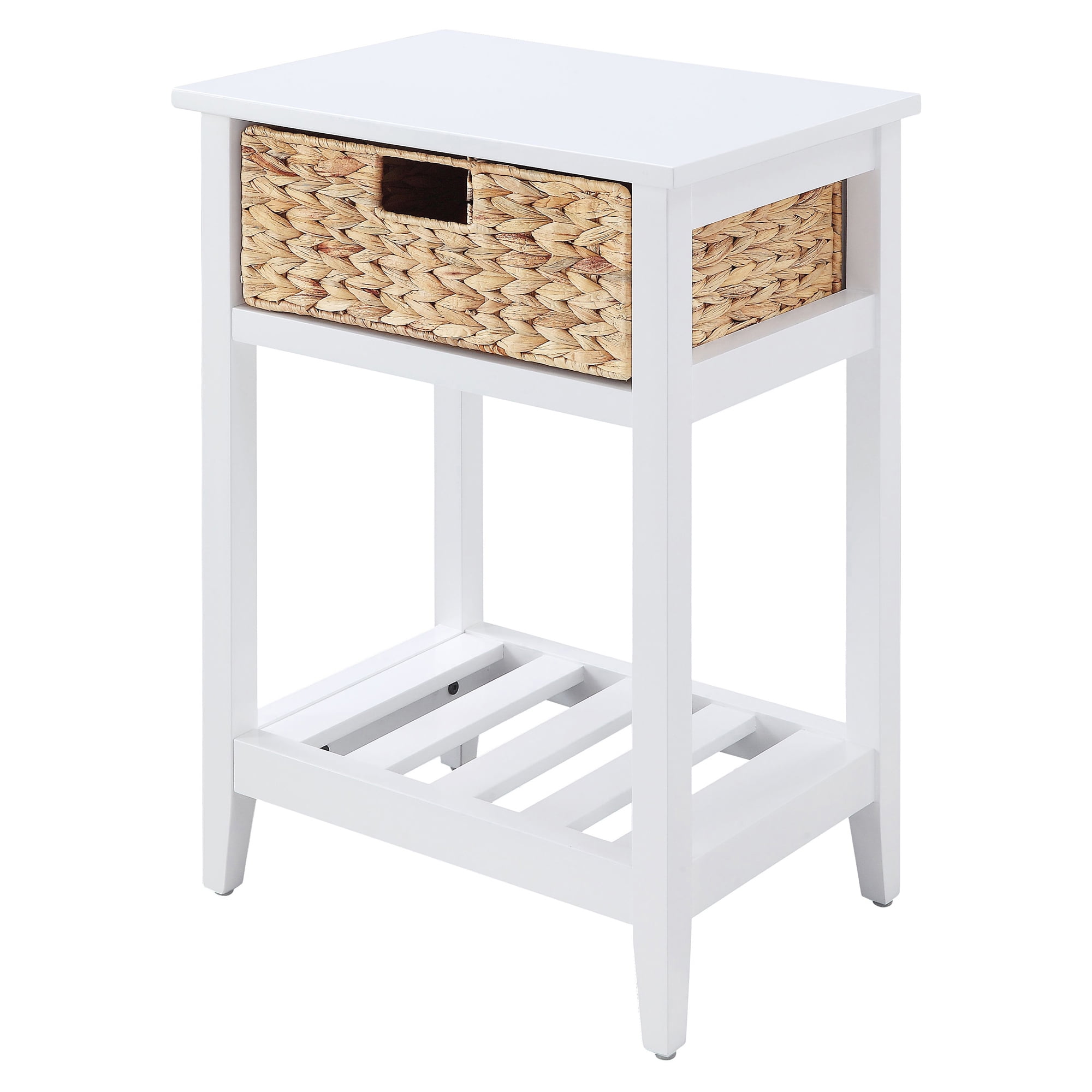 ACME Chinu Rectangular Accent Table in White and Nature - Walmart.com