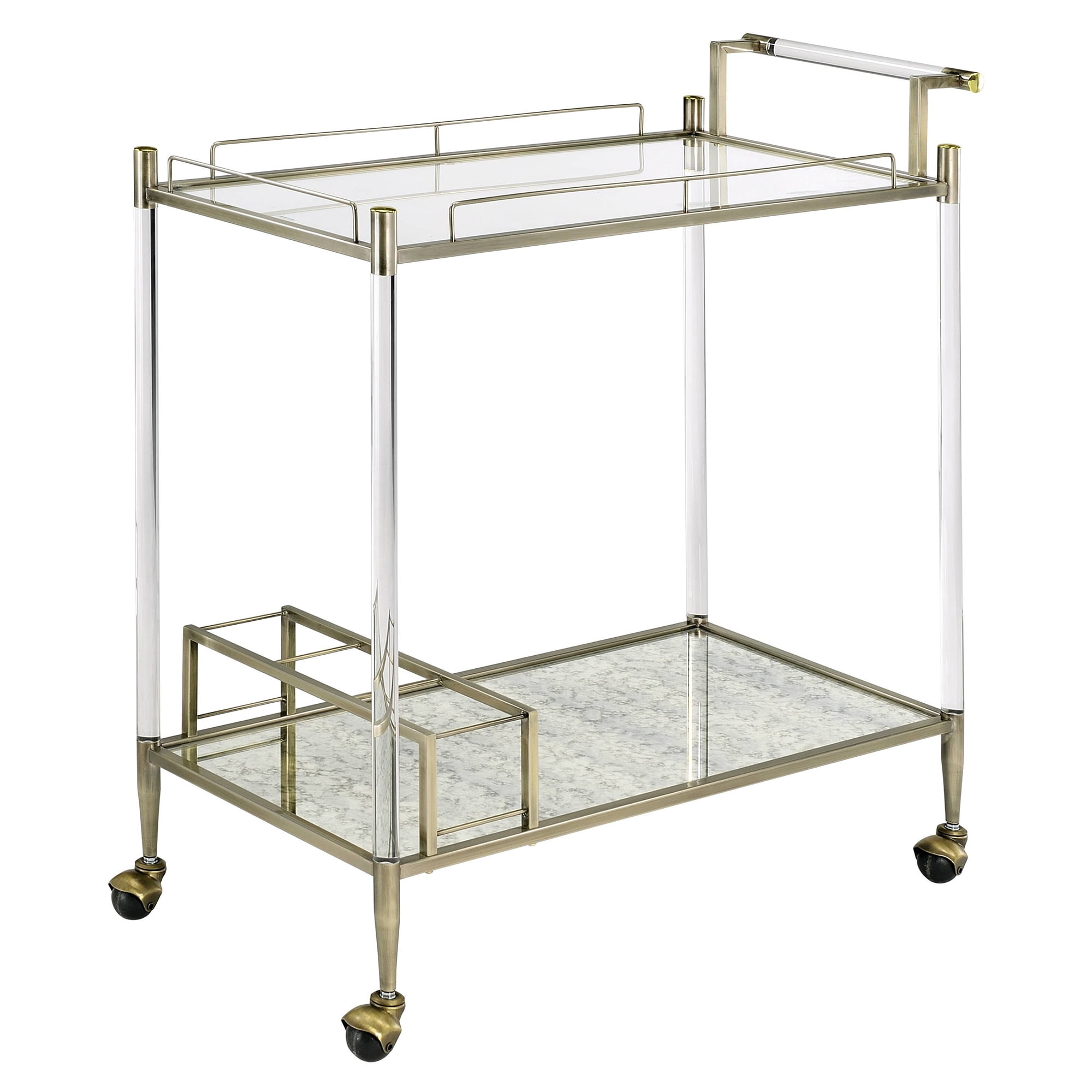 ACME Cirro Serving Cart in Antique Mirror and Wire Brass - Walmart.com