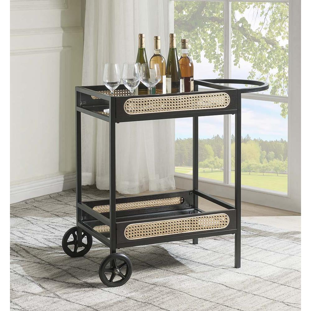 ACME Colson 2-tier Mirrored Shelf Serving Cart with Casters in Black ...