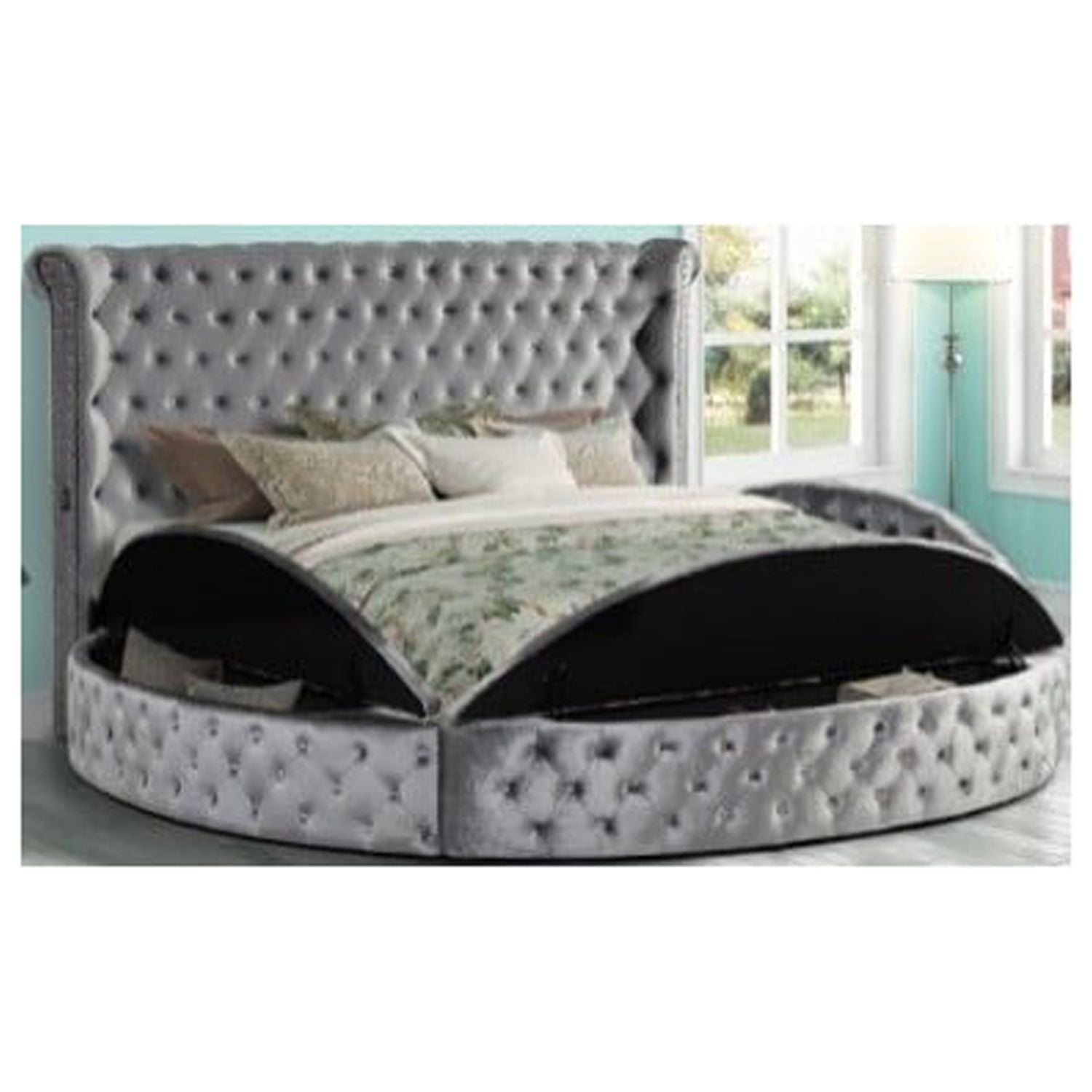 ACME Damazy Queen Bed, Black Velvet - Walmart.com
