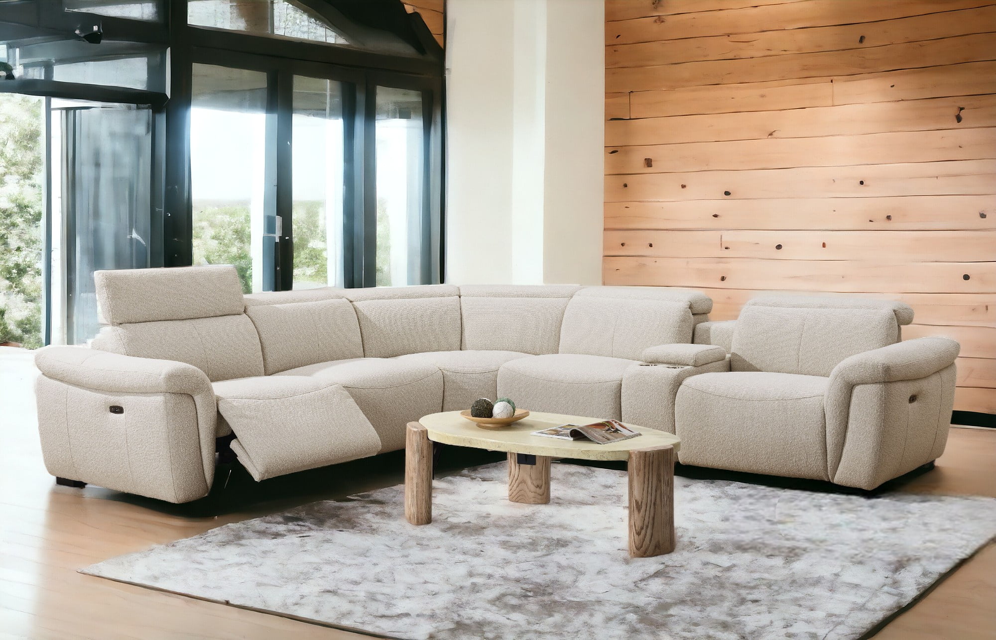 ACME Dayana Boucle Fabric Upholstered Power Motion Sectional Sofa in ...