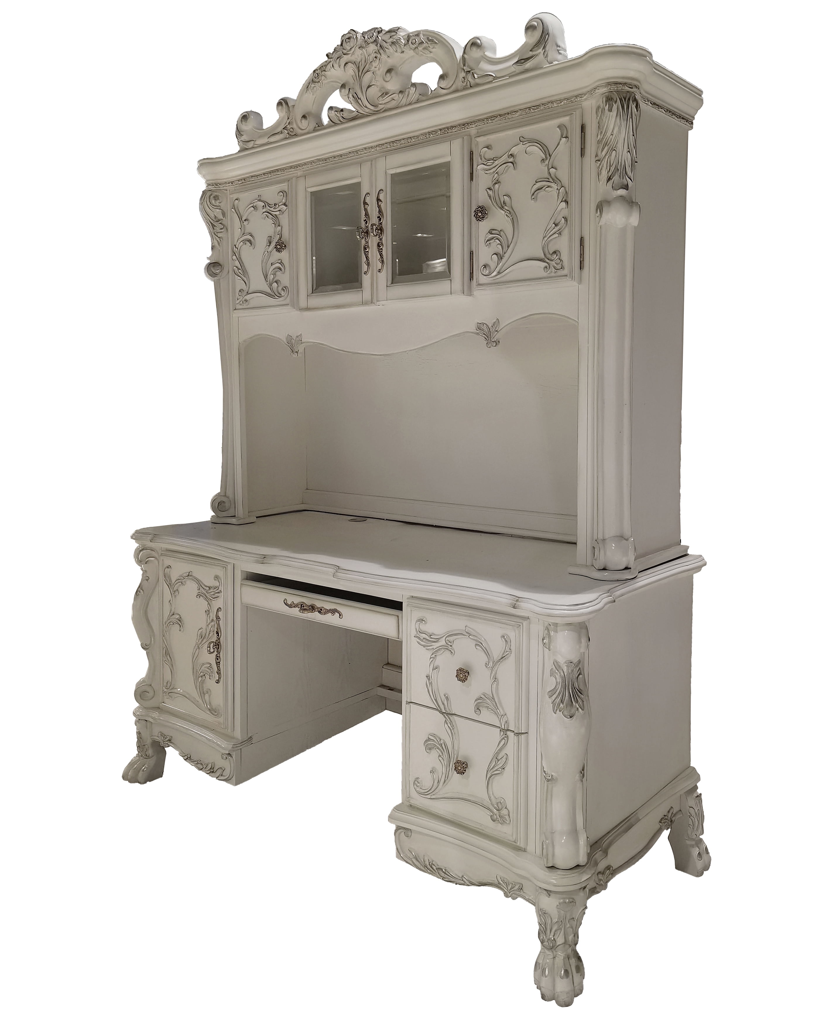 ACME Dresden Computer Desk & Hutch, Bone White Finish ACME Dresden Computer Desk & Hutch, Bone White Finish