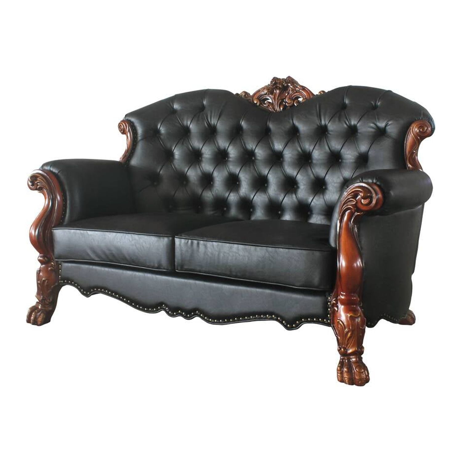 Loveseat w/3 Pillows, Cherry Oak & PU - Walmart.com