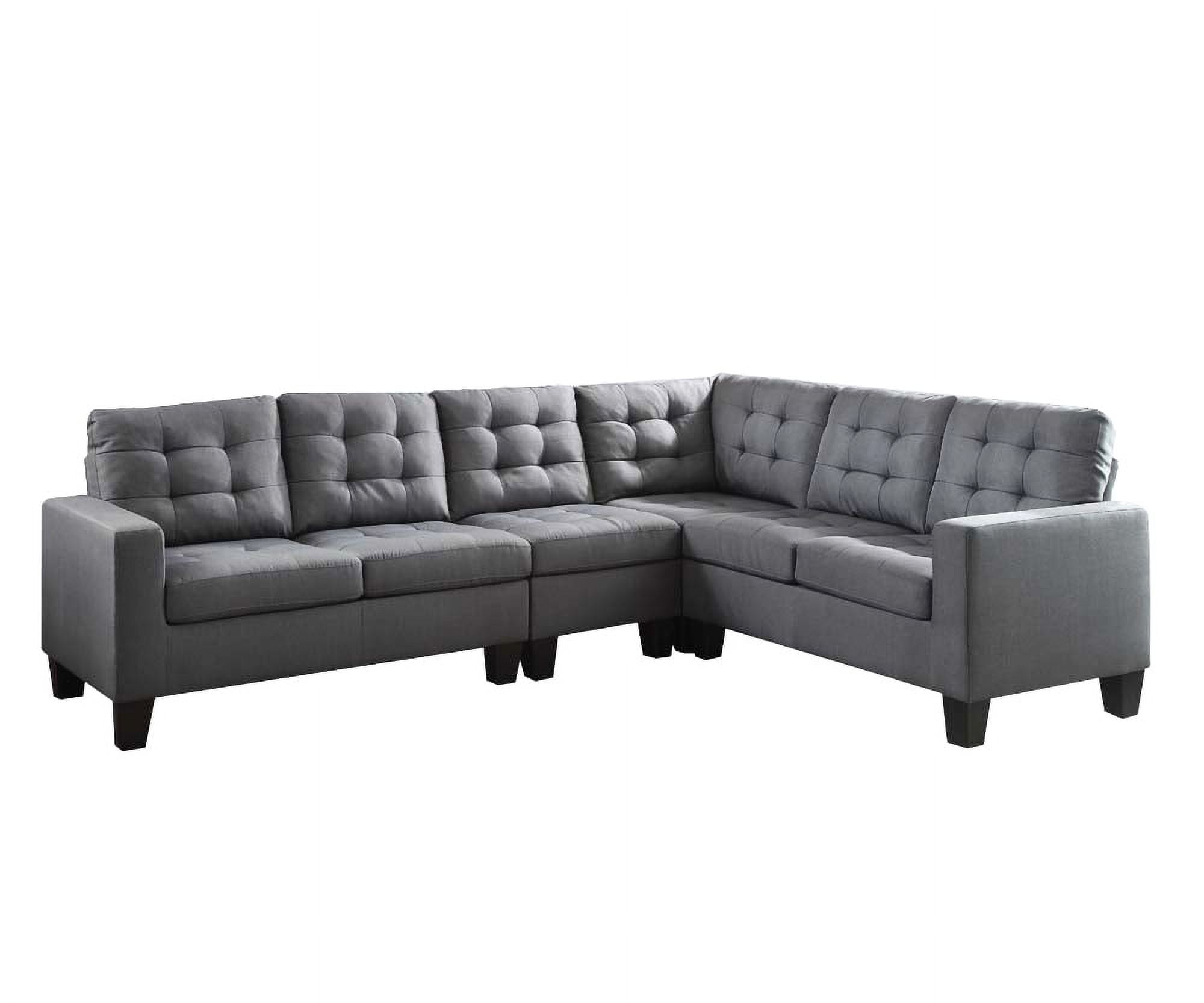 ACME Earsom Linen Fabric Tufted Back Sectional Sofa in Gray - Walmart.com