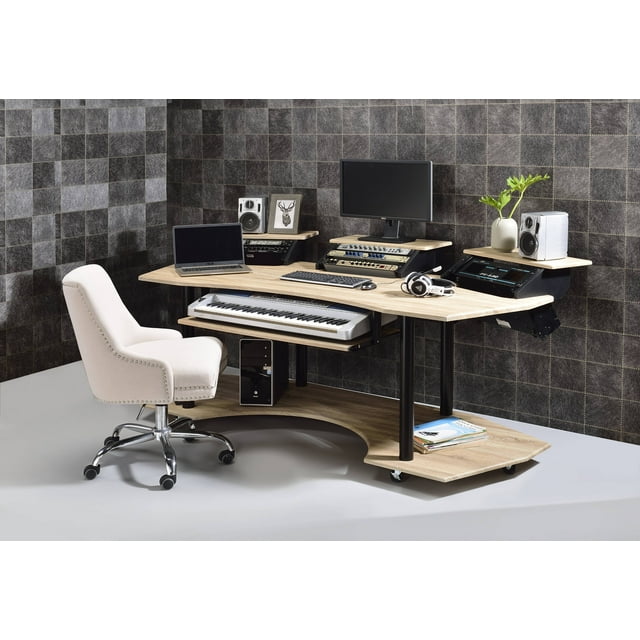 Free Shipping! ACME Eleazar Music Recording Studio Desk in Natural Oak ...