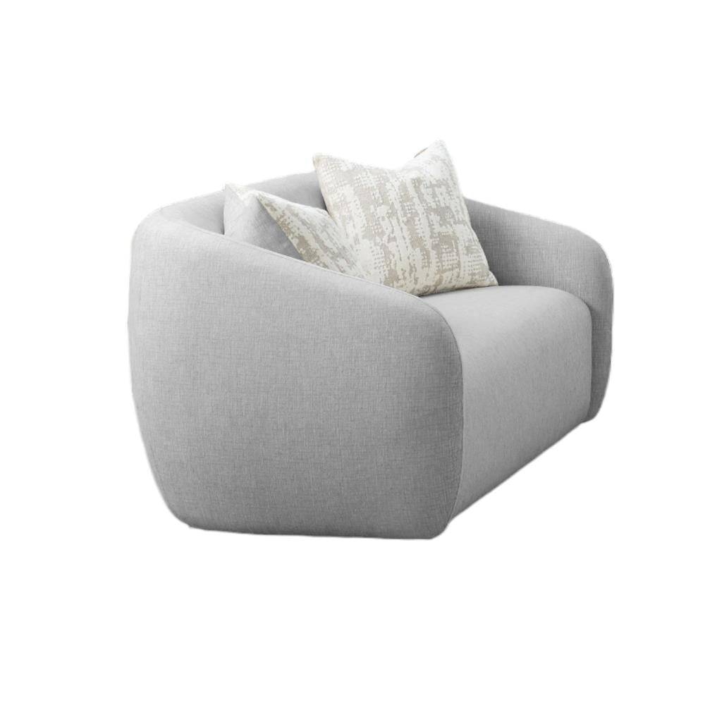 ACME Etienne Wood & Linen Fabric Upholstered Loveseat with 3 Pillows in ...